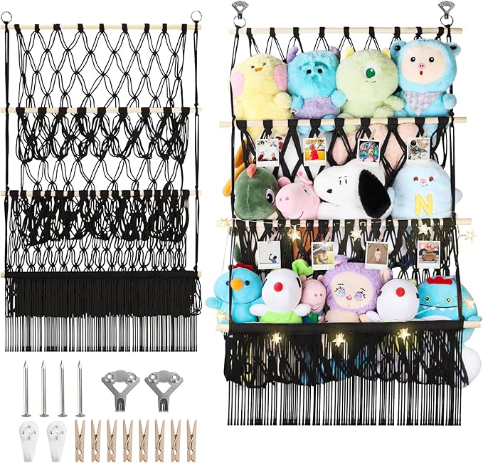 Amazon.com: 3 Tier Wall Hanging Stuffed Animal Shelf, 24x39 Inch Large ...