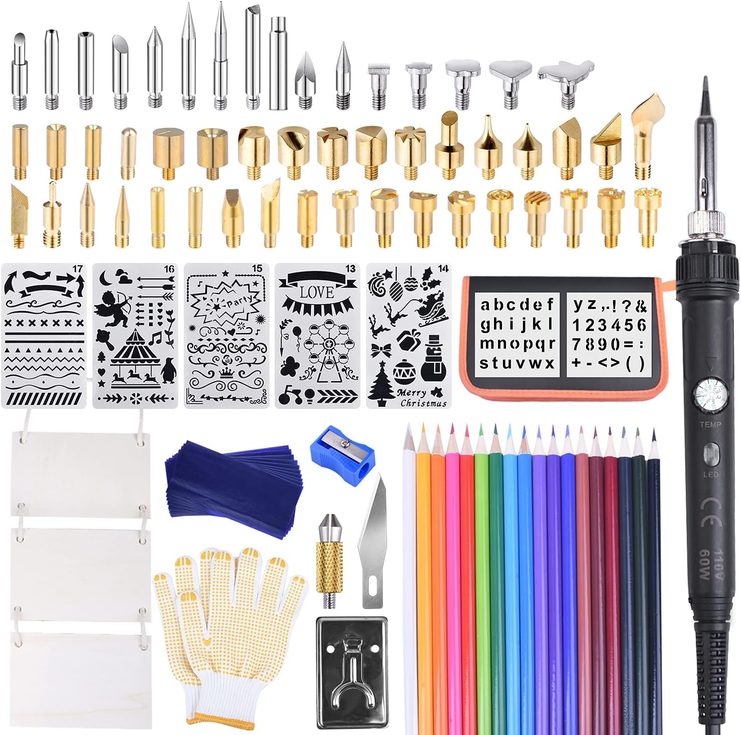 TWBEST 80W Kit Pirografia Legno, 108pcs Attrezzi Incisione ...