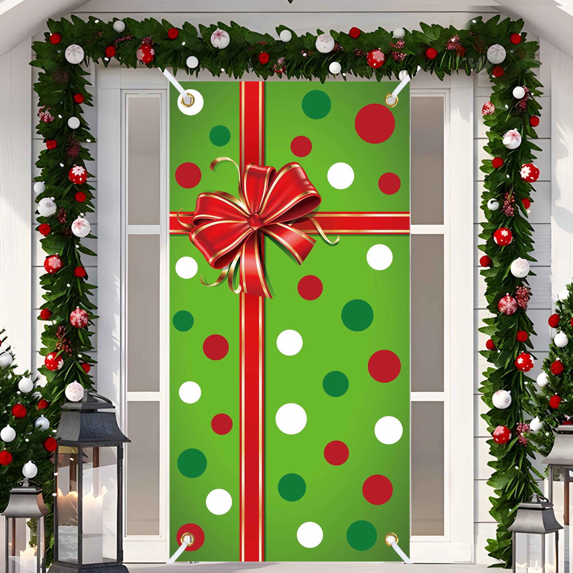 Amazon.com: Christmas Door Cover Xmas Gift Box Door Hanging Banner ...
