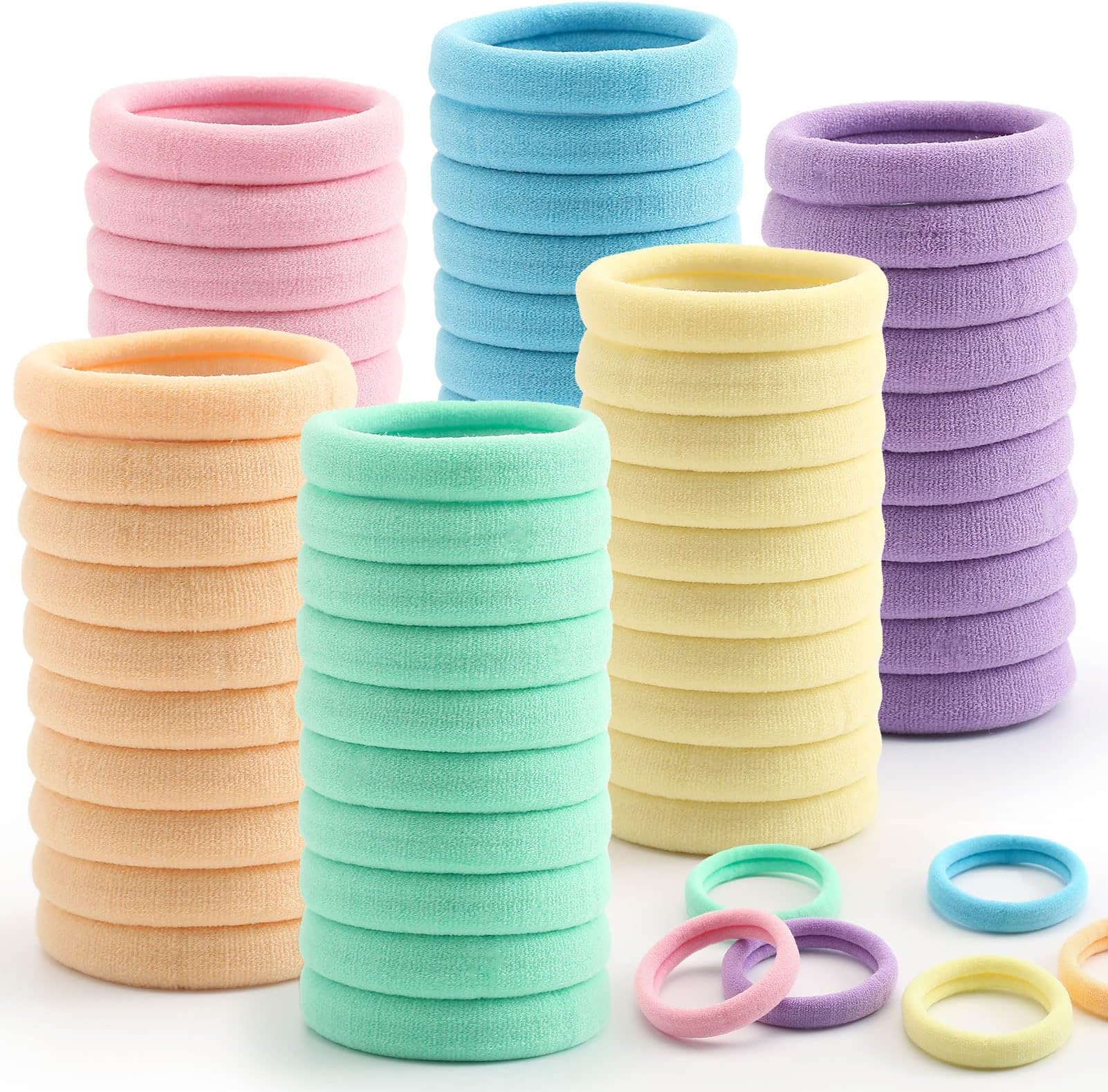 Amazon.com : 100 Pcs Thick Seamless Spring Hair Ties, Ponytail Holders ...