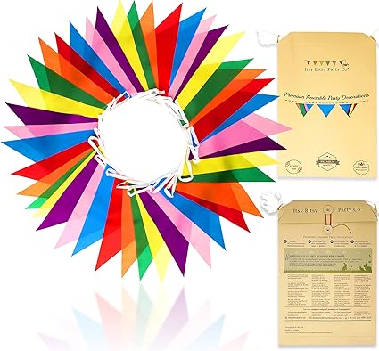 Amazon.com: Premium Reusable Pennant Banner Flags - Multicolor Pennant ...