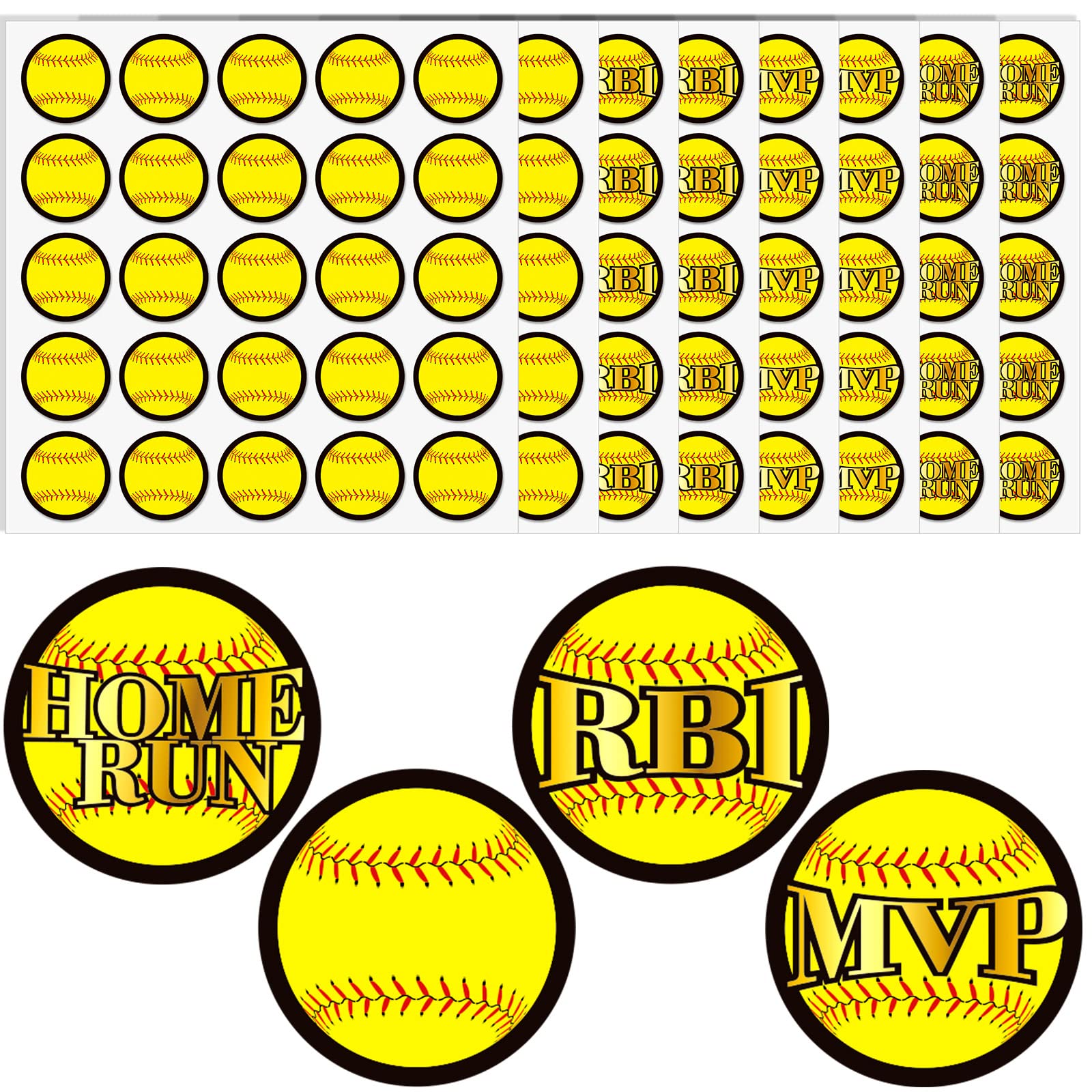 Amazon.com : Crtiin 200 Pcs Baseball Softball Stickers 8 Sheets Self ...
