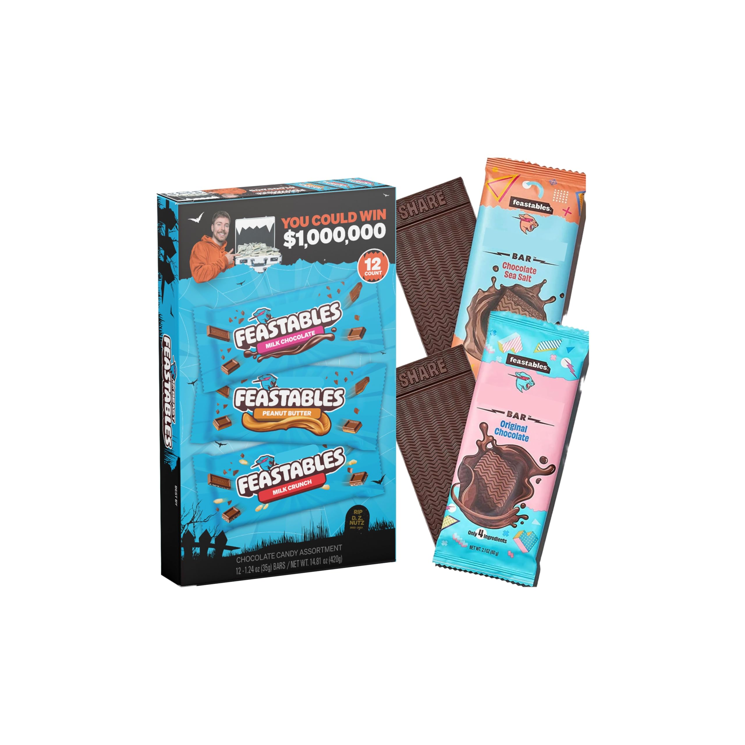 Buy Feastable Halloween Assorted Candy Bar Box, Milk Chocolate, Crunch ...