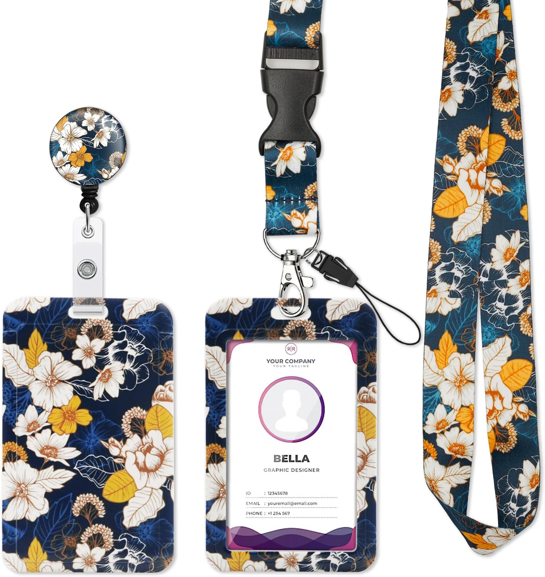 Amazon.com : Retractable Lanyards with ID Badge Holder Rotatable Clips ...