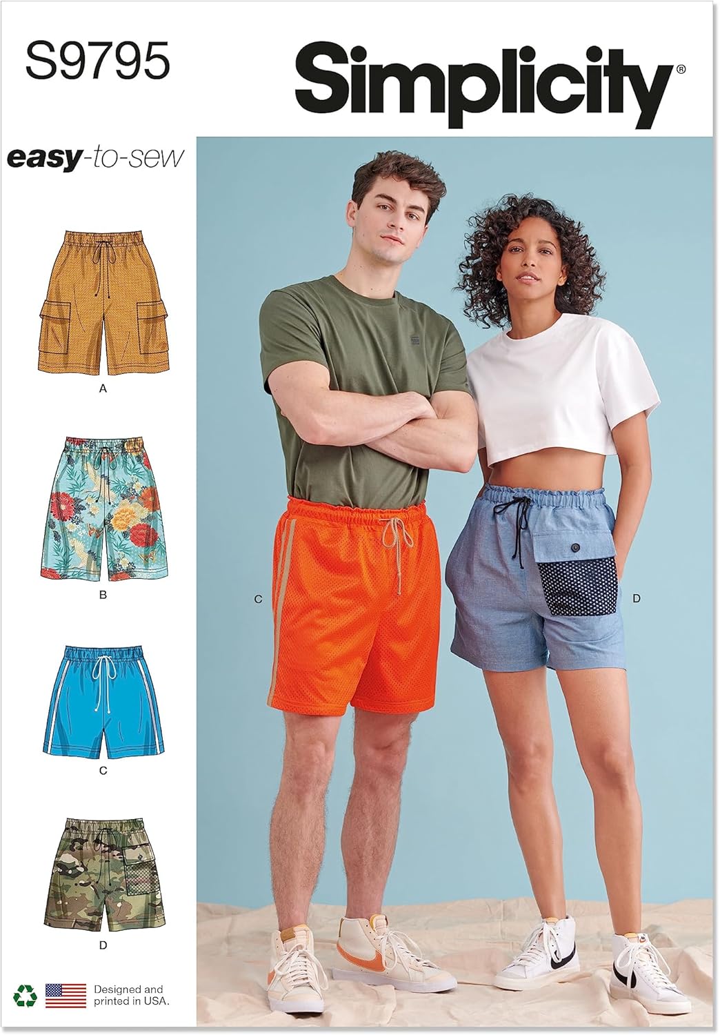 Amazon.com: Simplicity Easy Unisex Pull-on Shorts Sewing Pattern Packet ...
