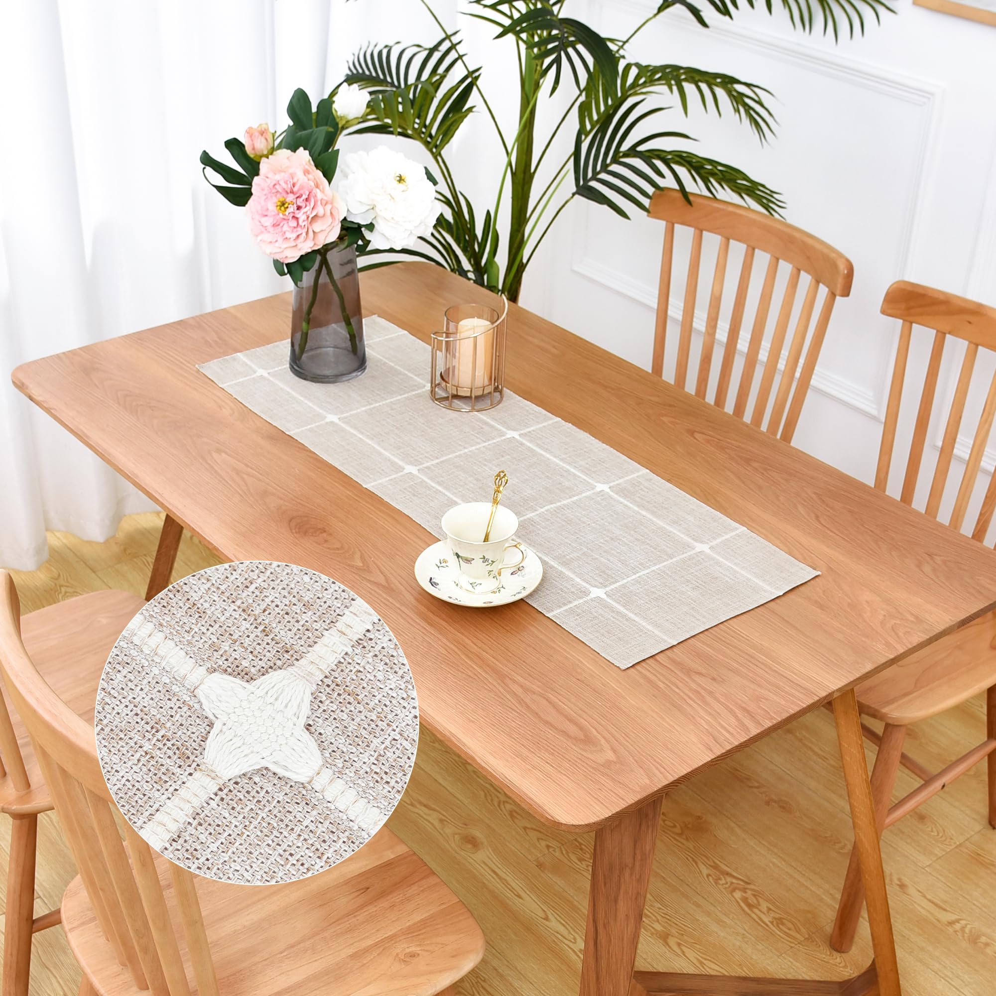 Amazon.com: Short Small Lattice Fabric Table Runner Checkered Farmhouse ...