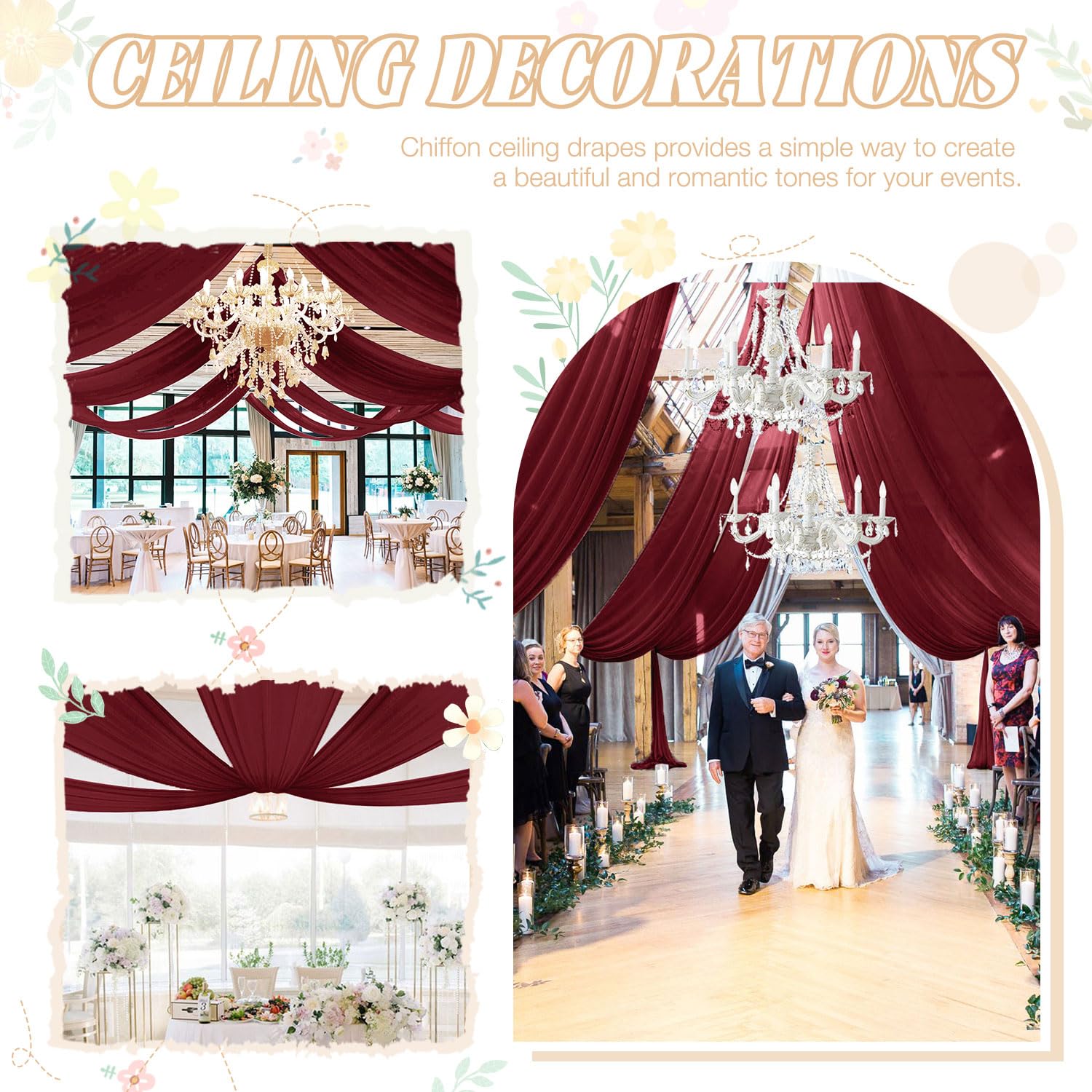 Burgundy Wedding Ceiling Decorations