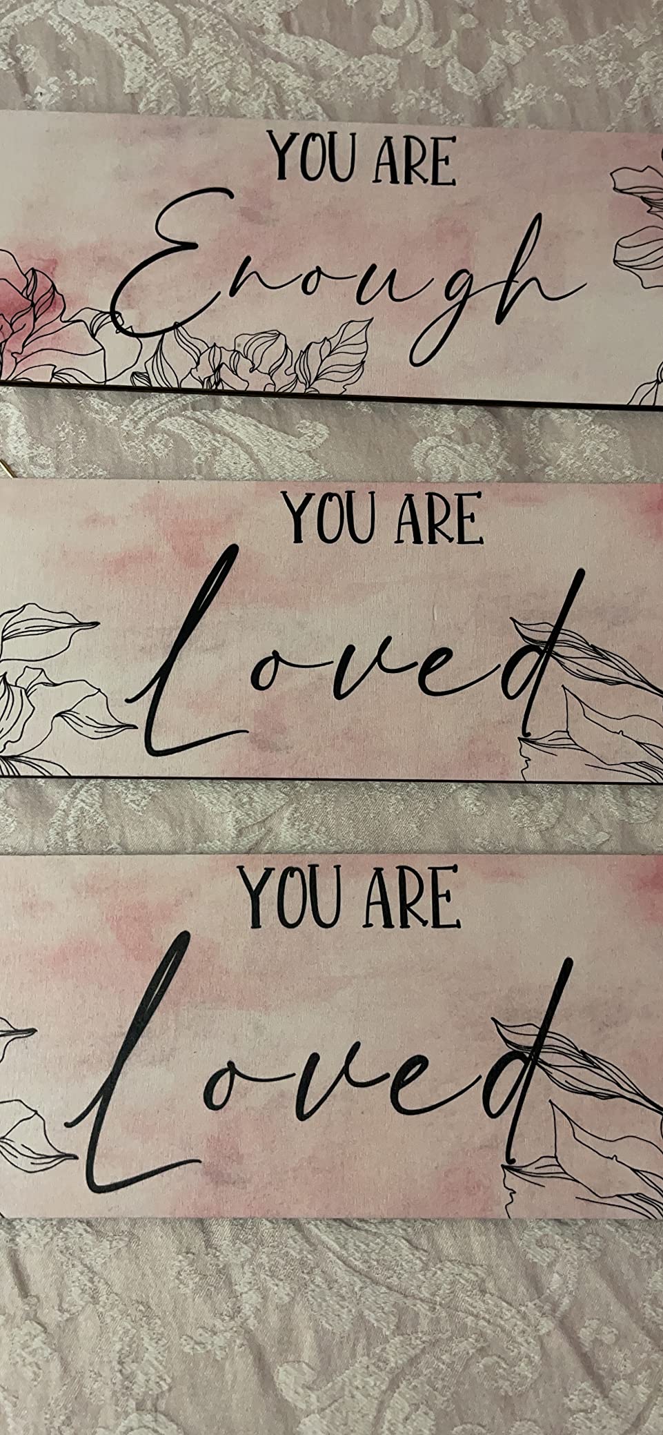 $2/mo - Finance 3 Pieces Floral Wooden Hanging Wall Art Positive Quotes ...