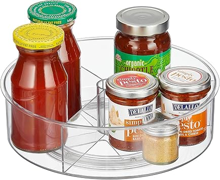 Amazon.com: mDesign Lazy Susan Turntable Divided Spinner for Kitchen ...