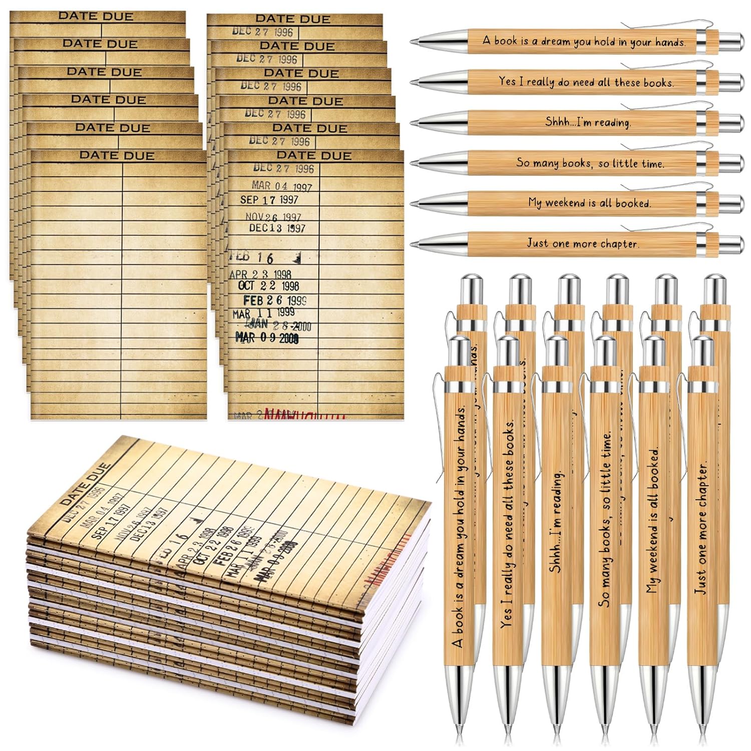 Thenshop 12 Sets Book Lovers Gifts Lined Library Card Notebook Bulk ...