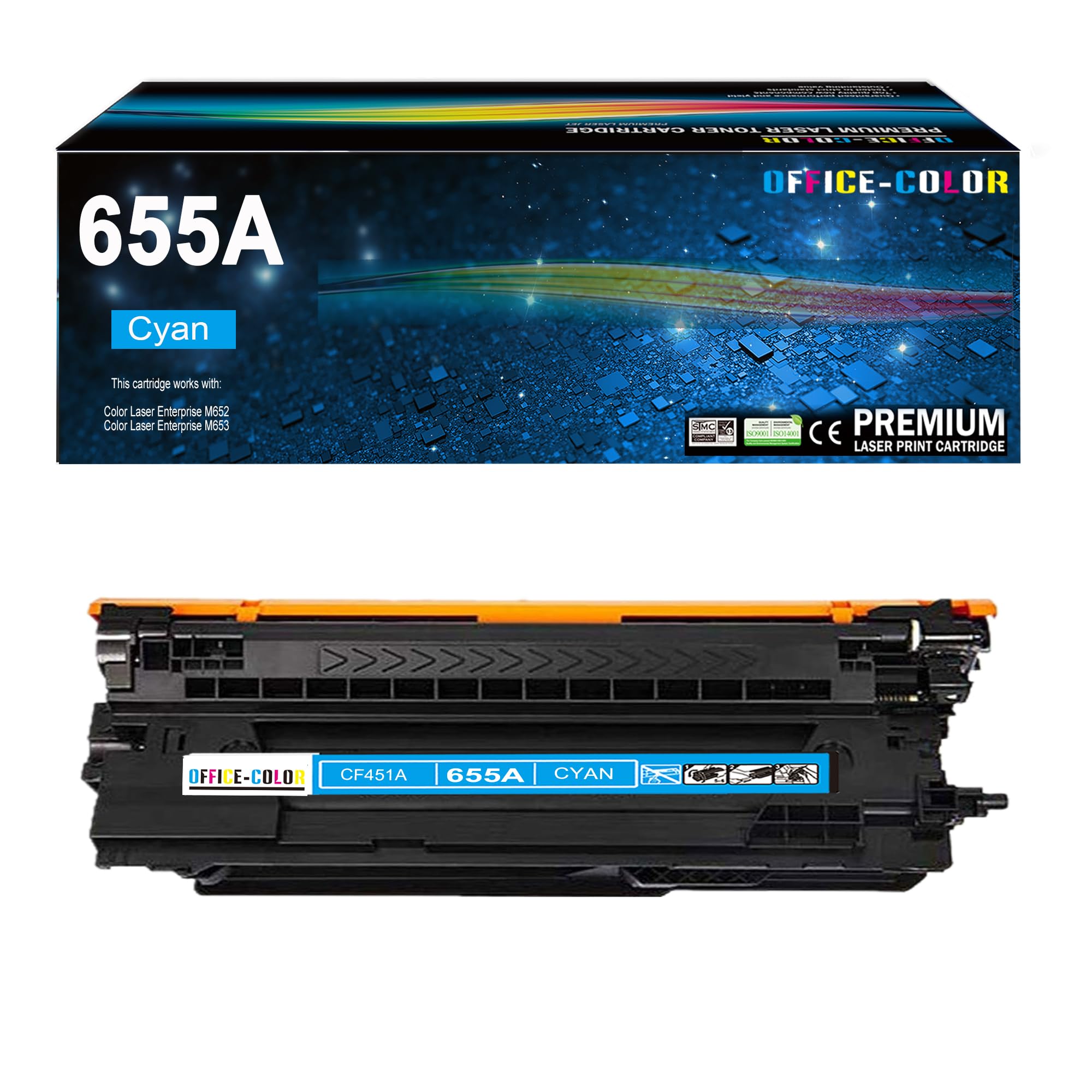 Amazon.com: 655A Cyan Toner Cartridge Replacement for HP 655A CF451A ...