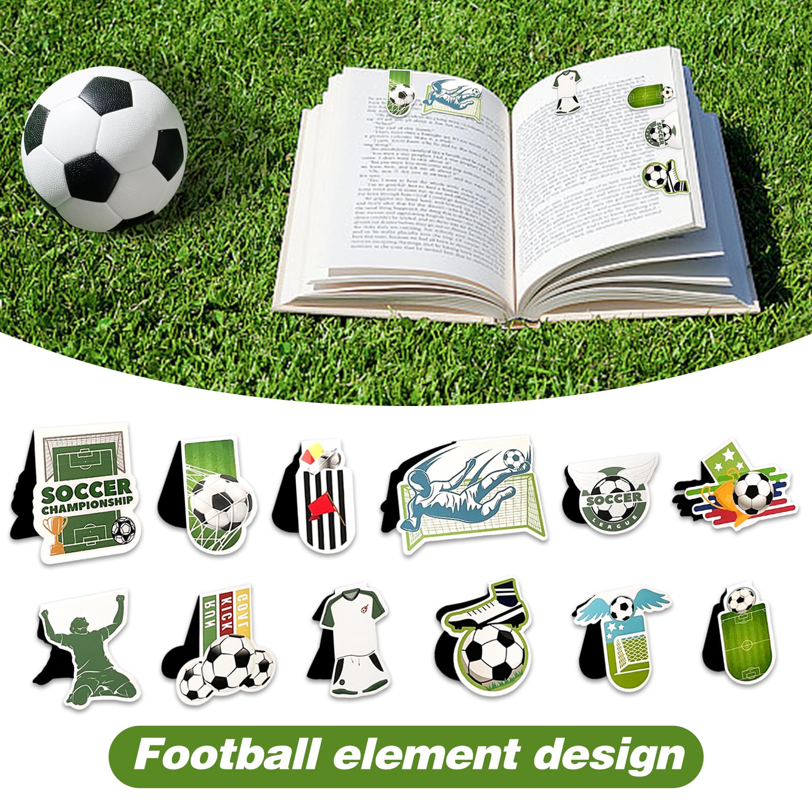 FIHODONE 12 PCS Magnetic Bookmarks Football,Magnetic Bookmarks Kit ...