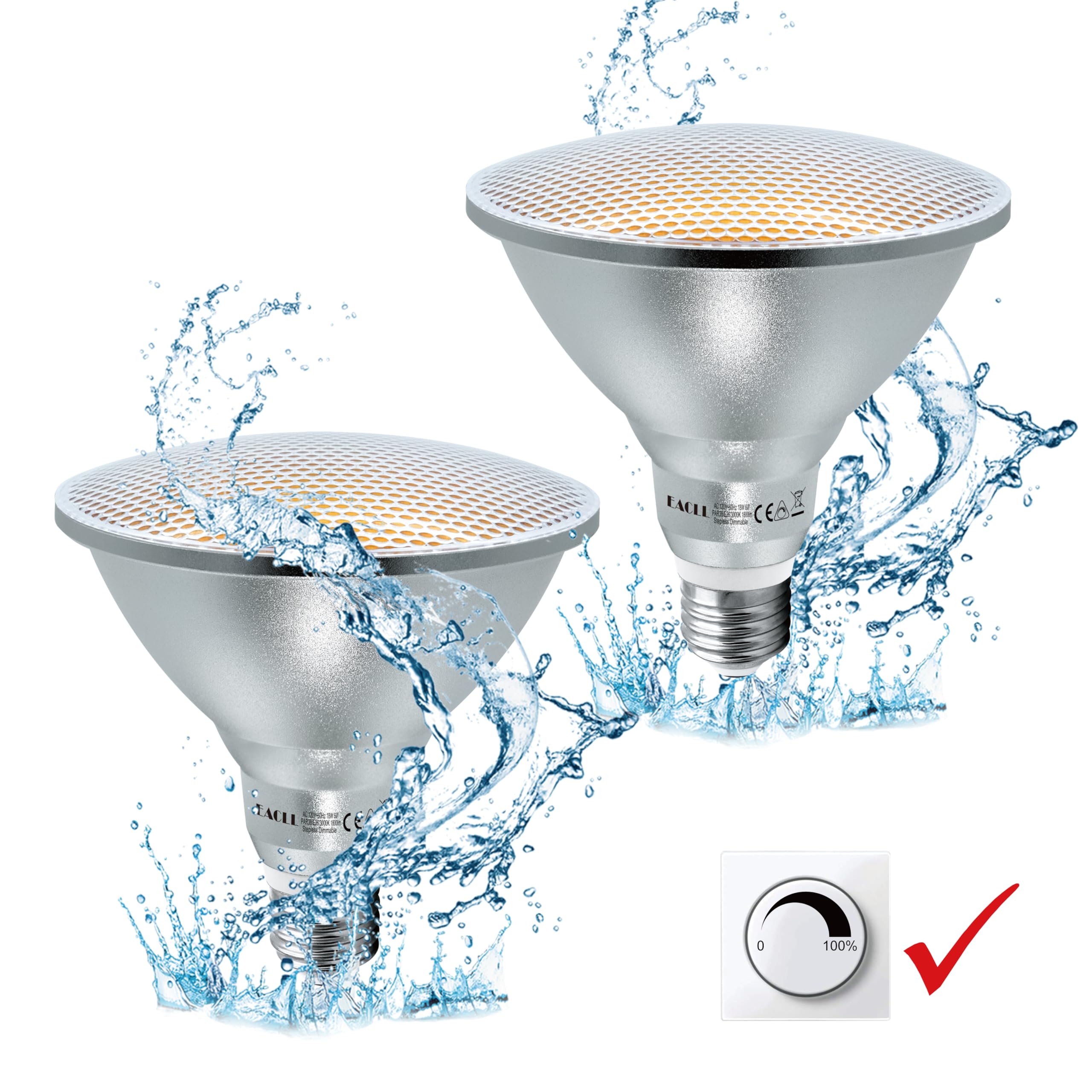 EACLL IP65 PAR38 LED Bulbs Dimmable, E26 Standard Base, 3000K Soft ...