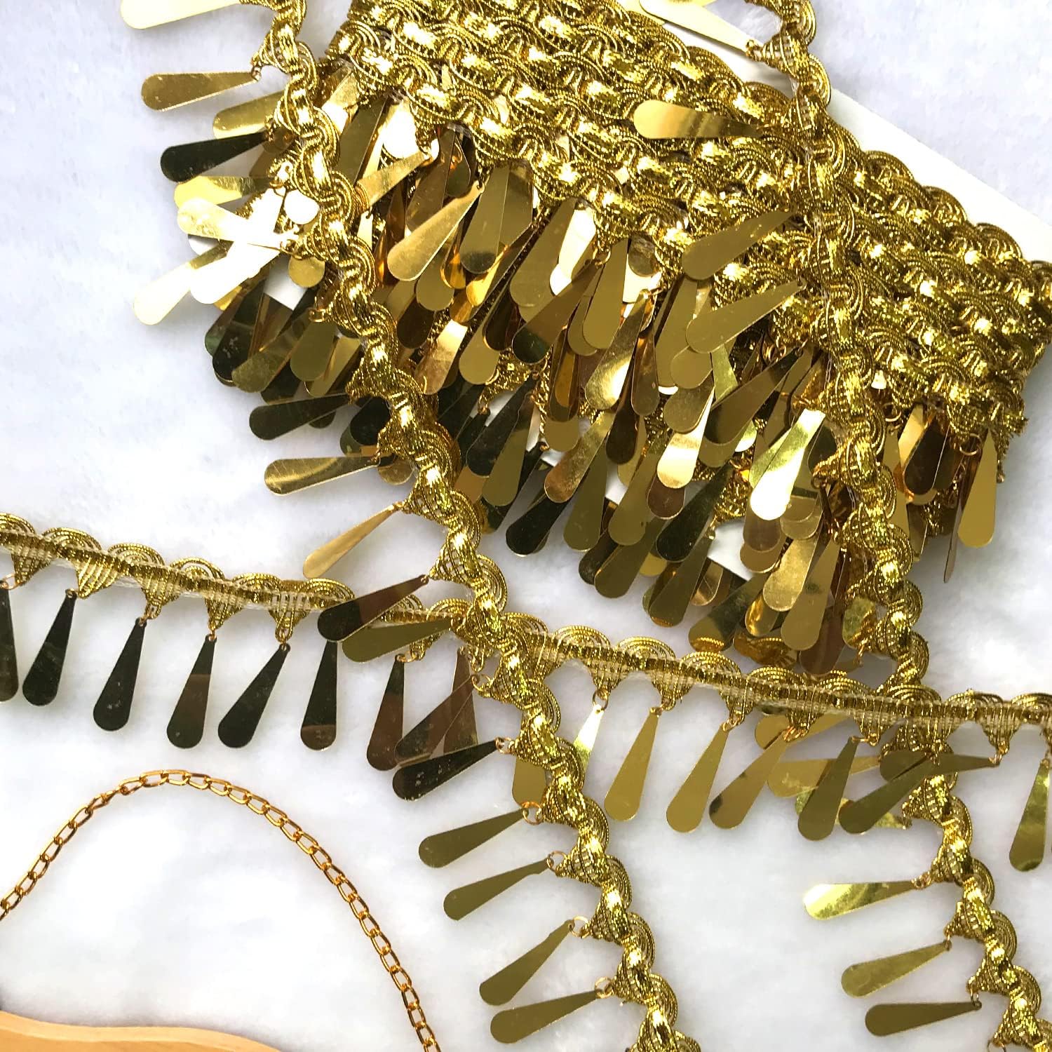 Amazon.com: Gnognauq 10 Yards Sparkling Round Coin Shape Sequin Fringe ...