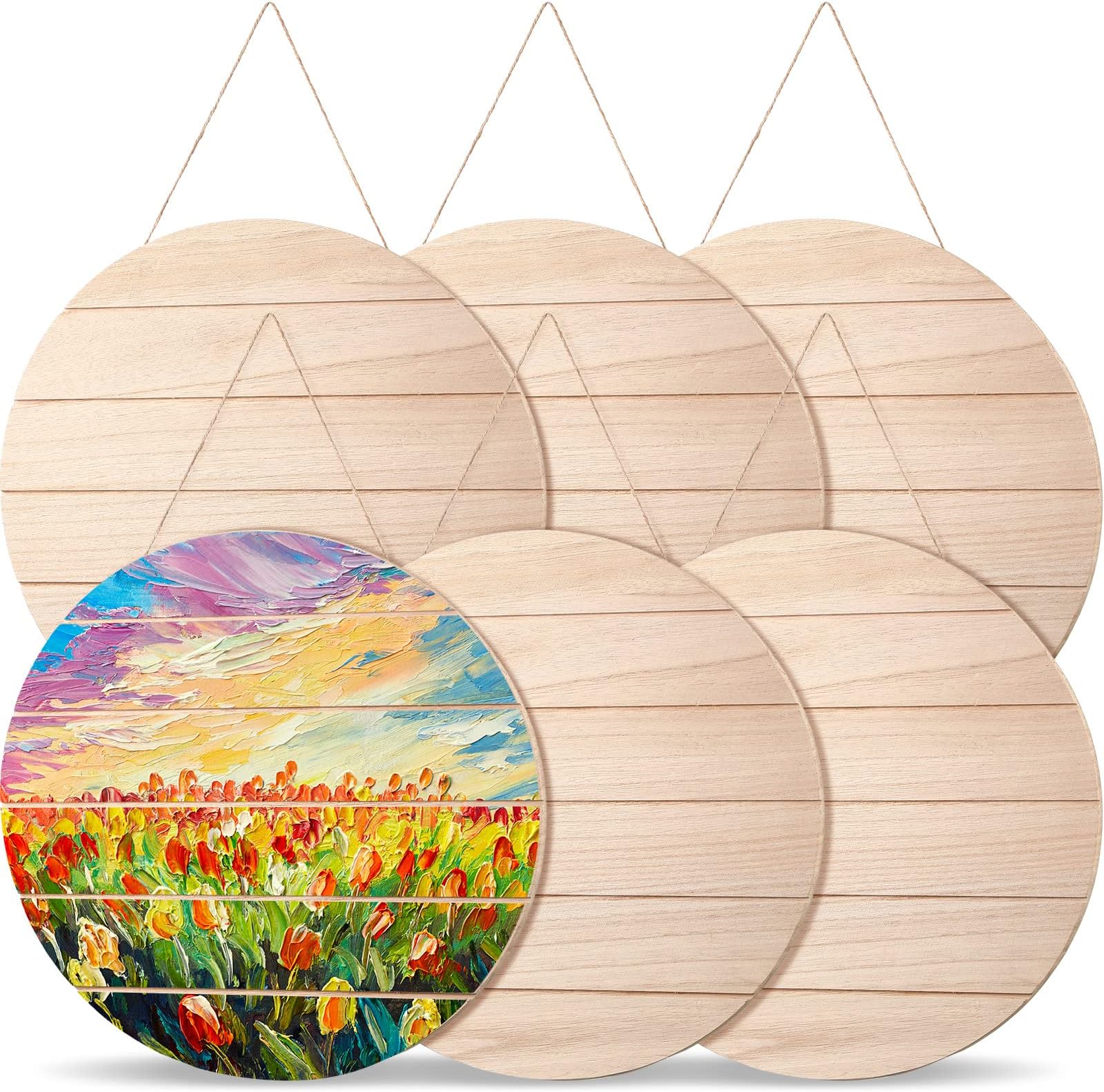 Amazon.com: 6 Pcs Unfinished Wood Rounds 12 Inch Hanging Wood Circles ...