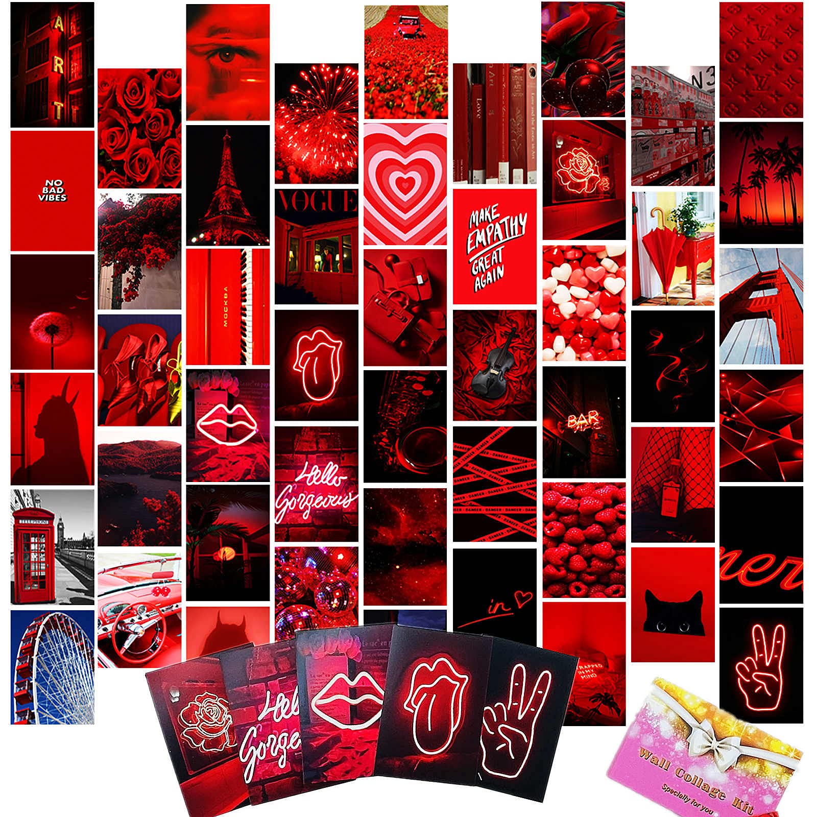 Buy Red Aesthetic Wall Collage Kit,50 Set 4x6 inch Pictures Wall ...