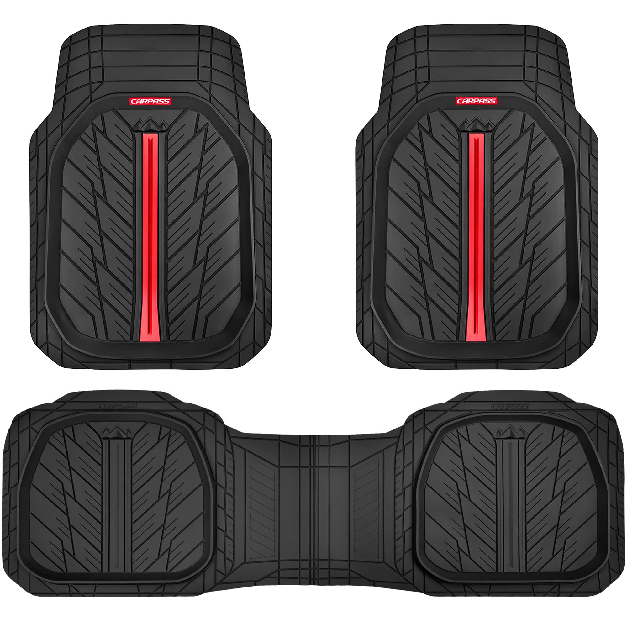 Amazon.com: CAR PASS Tire Tread DeepDish Rubber Floor Mats for car ...