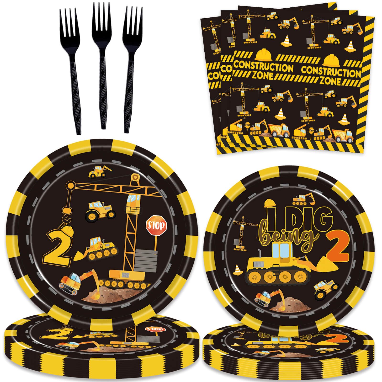 Amazon.com: 80 Pcs Construction 2nd Birthday Party Supplies Dump Truck ...