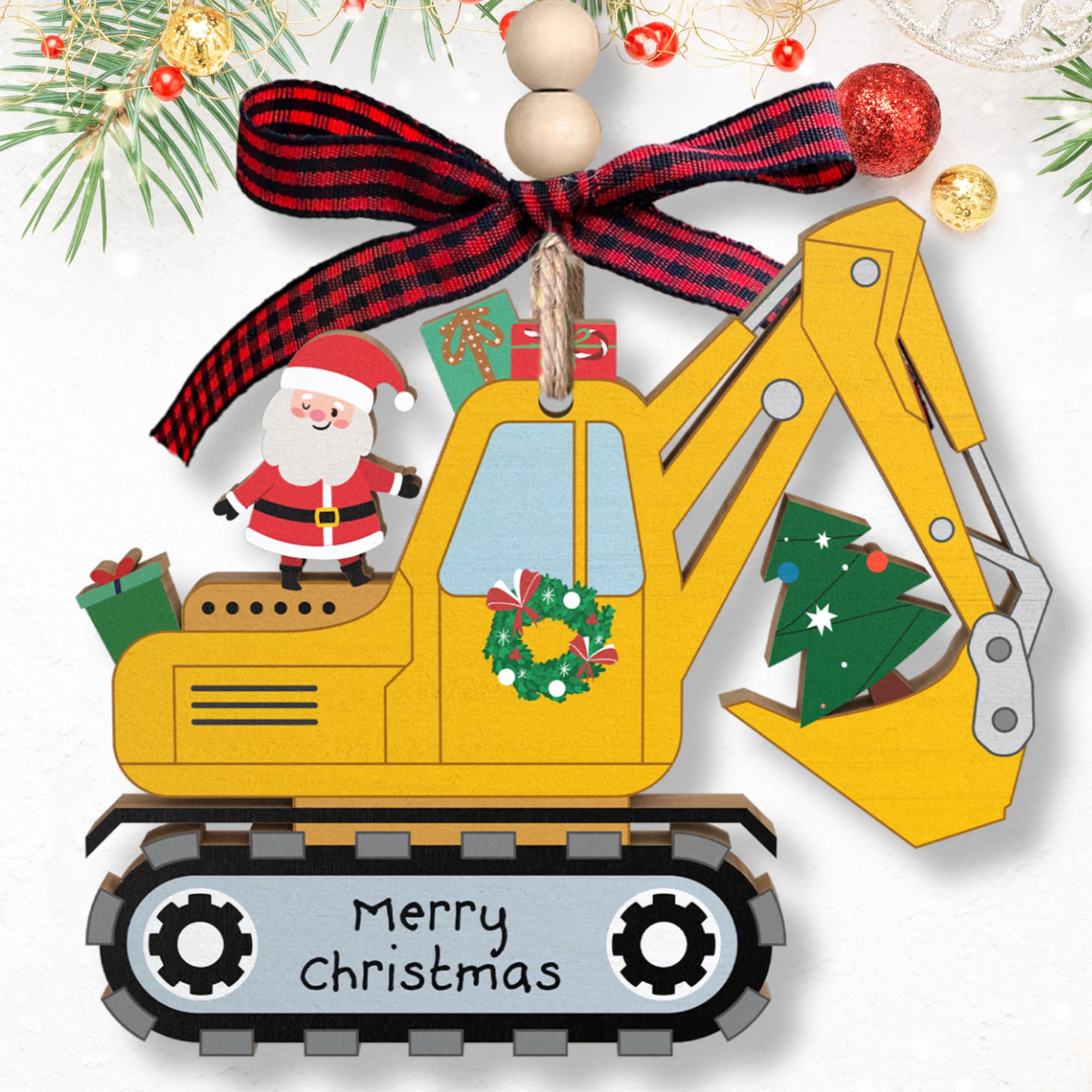 Amazon.com: Excavator Christmas Ornament - Construction Ornaments ...