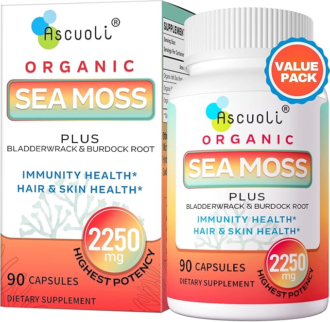 Amazon.com: Organic Sea Moss 2250mg, Seamoss Advanced with Bladderwrack ...