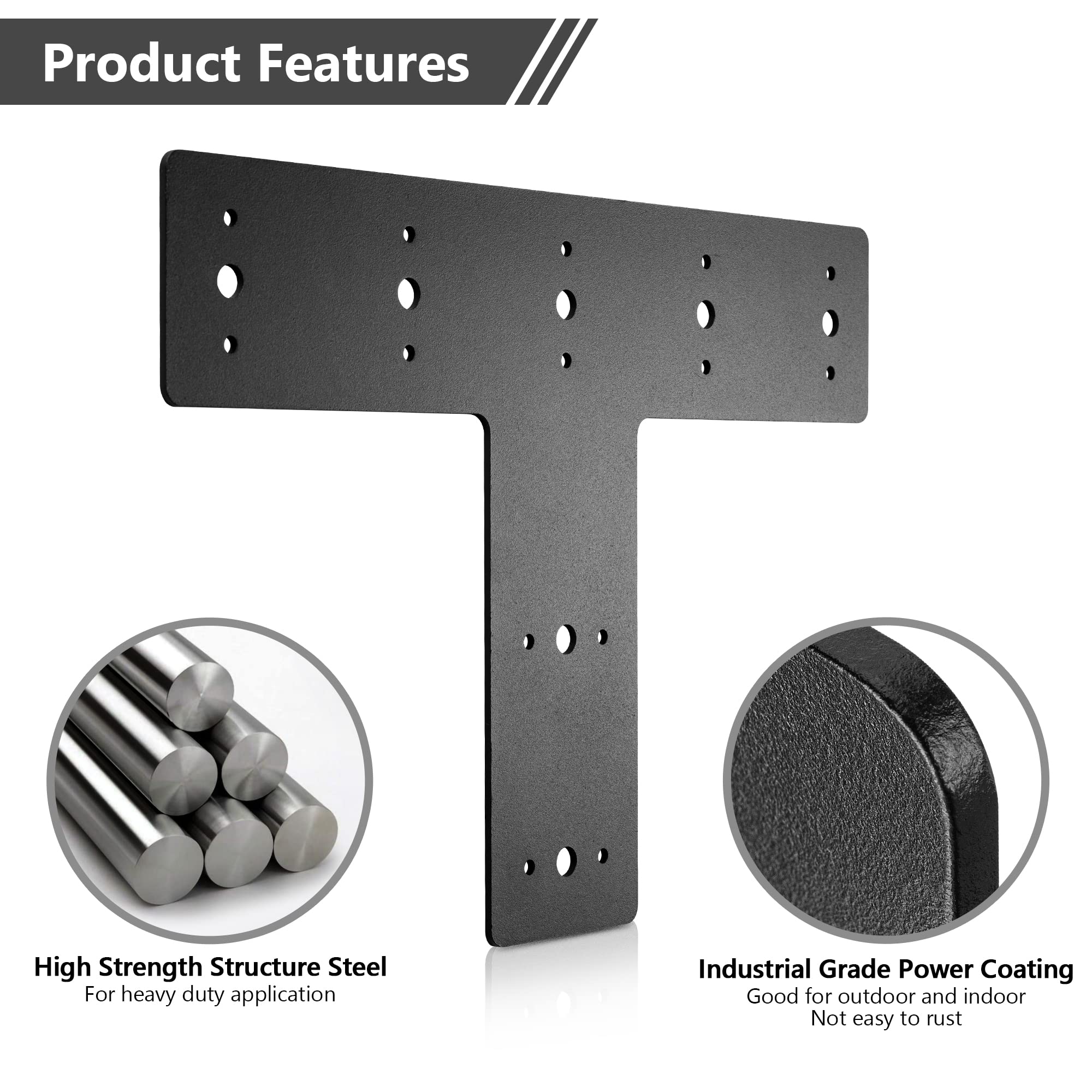 14" x 8.5" T Shape Steel Flat Bracket (1 pc) with Powder Coating as Mending Plate, Joining ...
