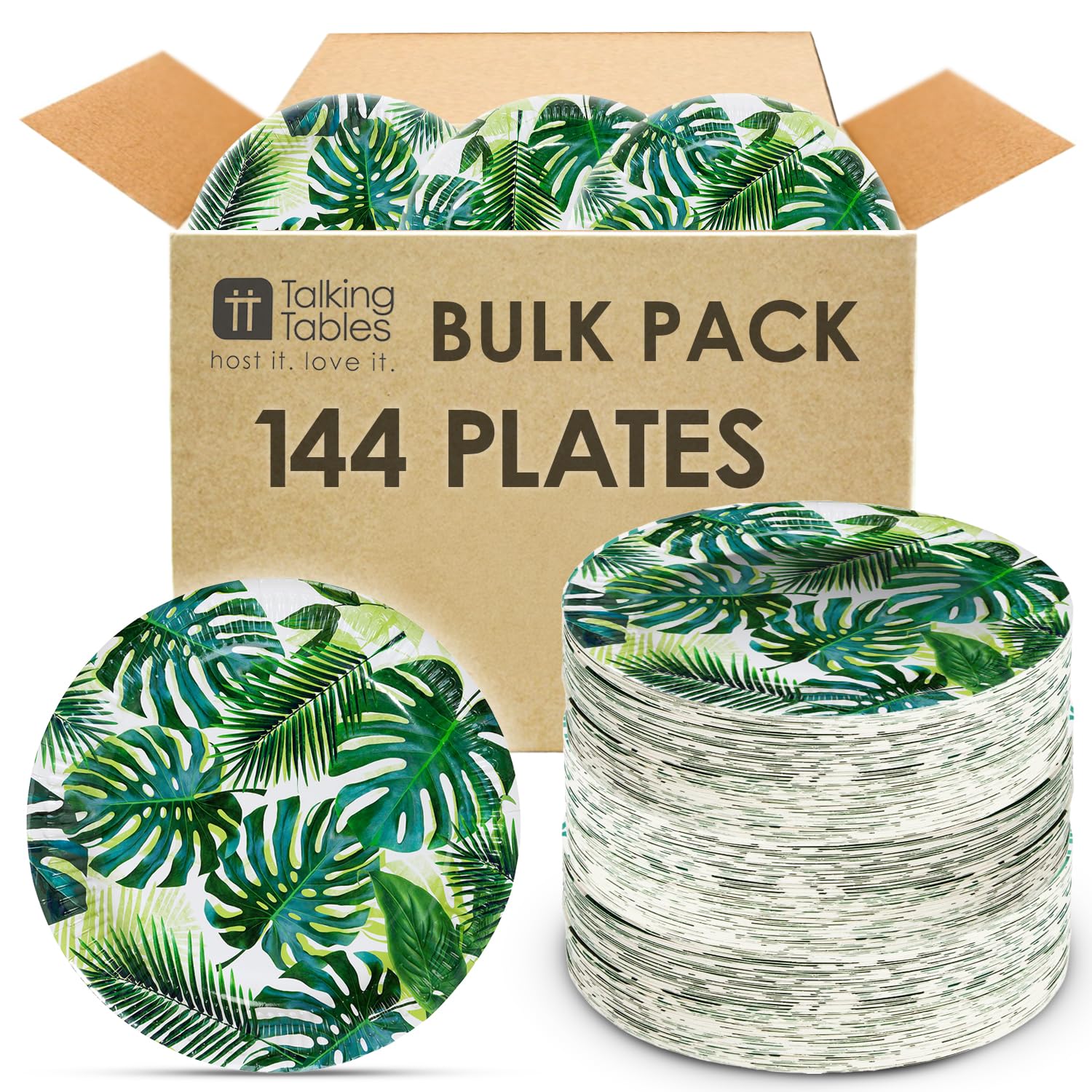 Amazon.com: Talking Tables 144 x Tropical Paper Plates, Bulk Pack Palm ...
