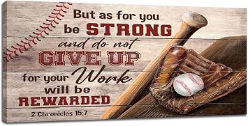 Amazon.com: Christian Baseball Large Wall Art Boys Room Decor Scripture ...