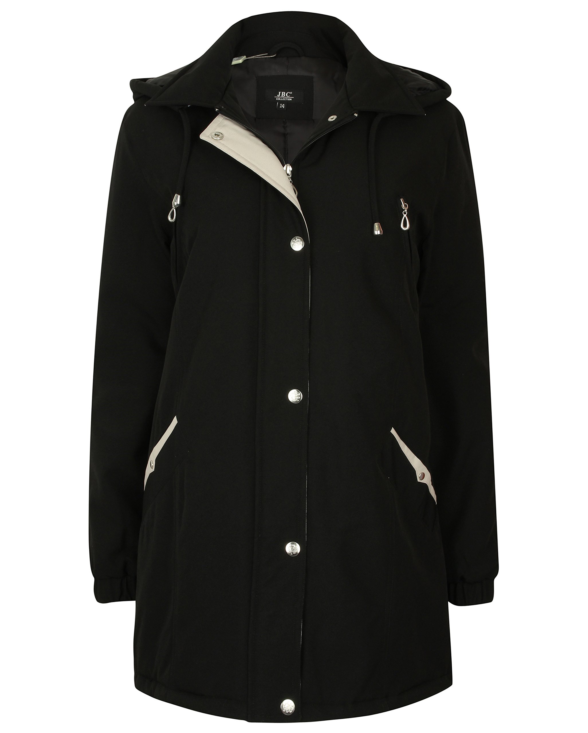JBC Collection Women's Smart Collared Reefer Coat Adjustable Hood Long ...