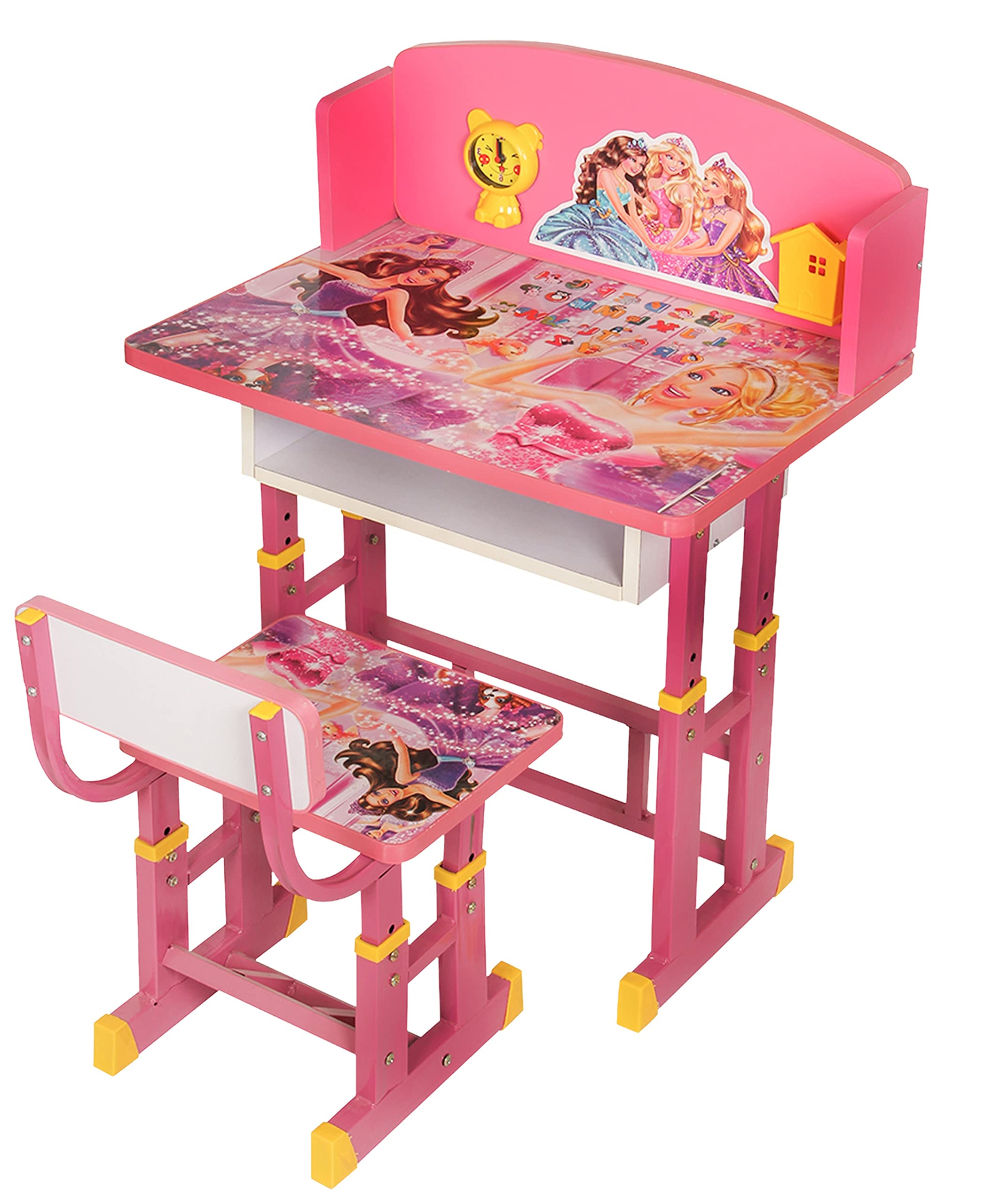 MLU Kids Study Table and Chair Set, Height Adjustable (Pink) : Amazon ...