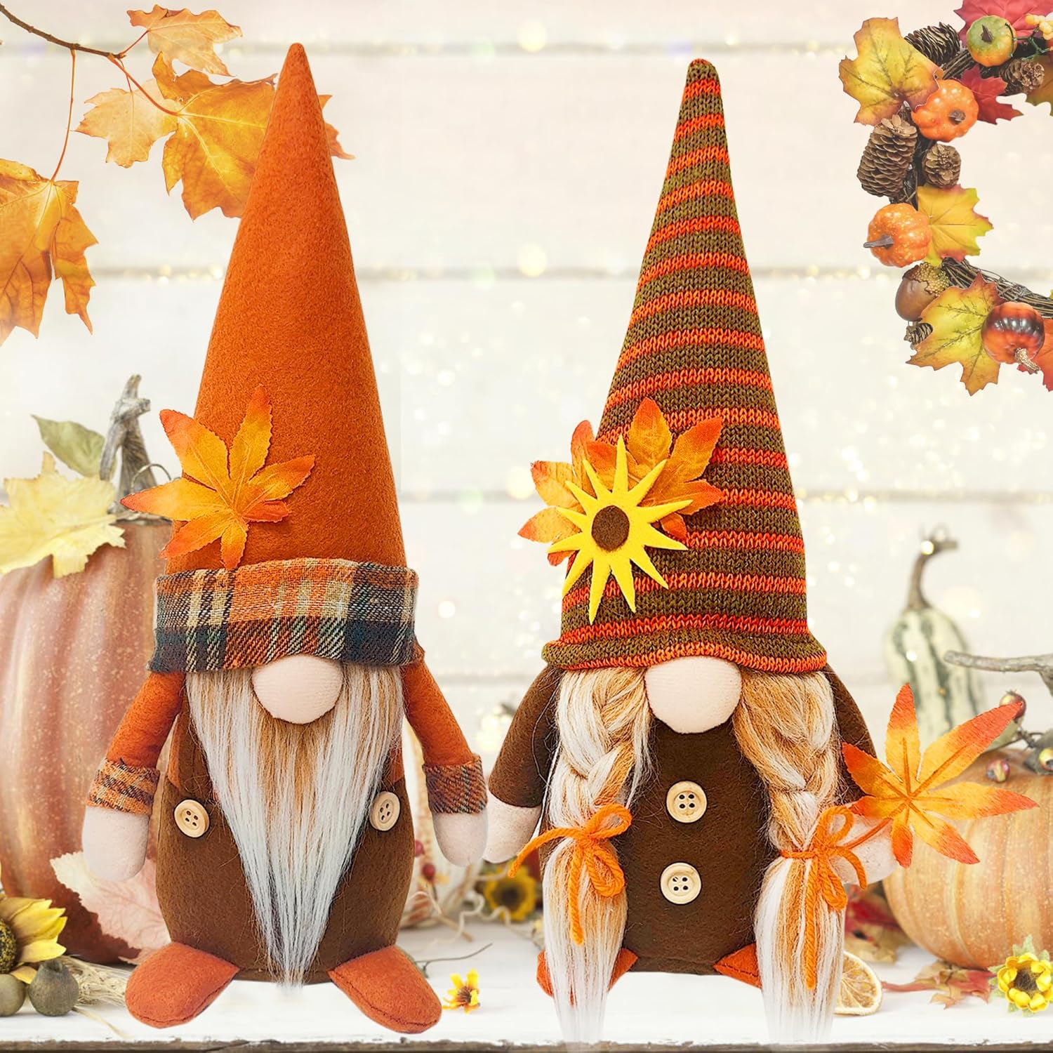 Amazon.com: anytalk Fall Gnomes Decor, 2Pack Handmade Fall Thanksgiving ...