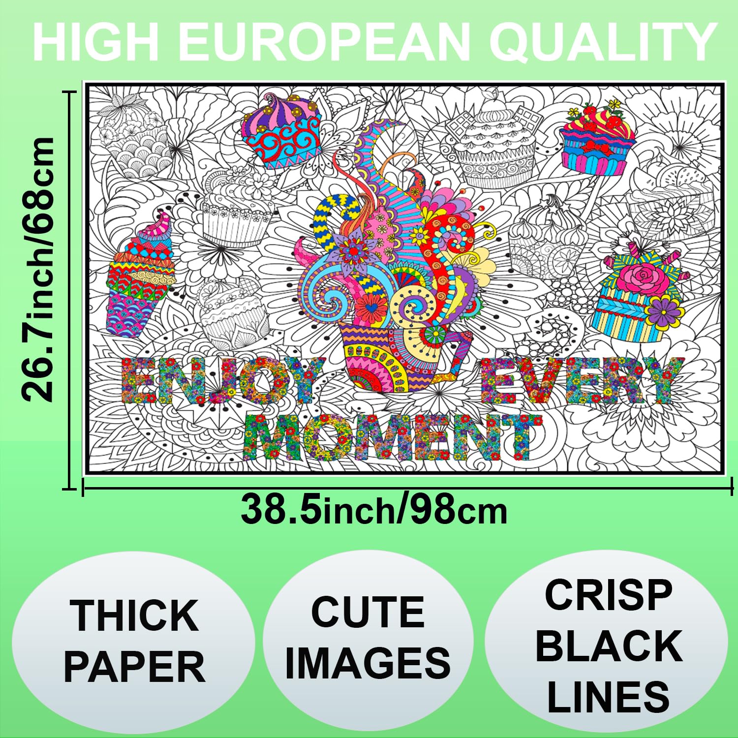 Snapklik.com : Huge Coloring Poster For Adults And Kids - Cupcakes ...