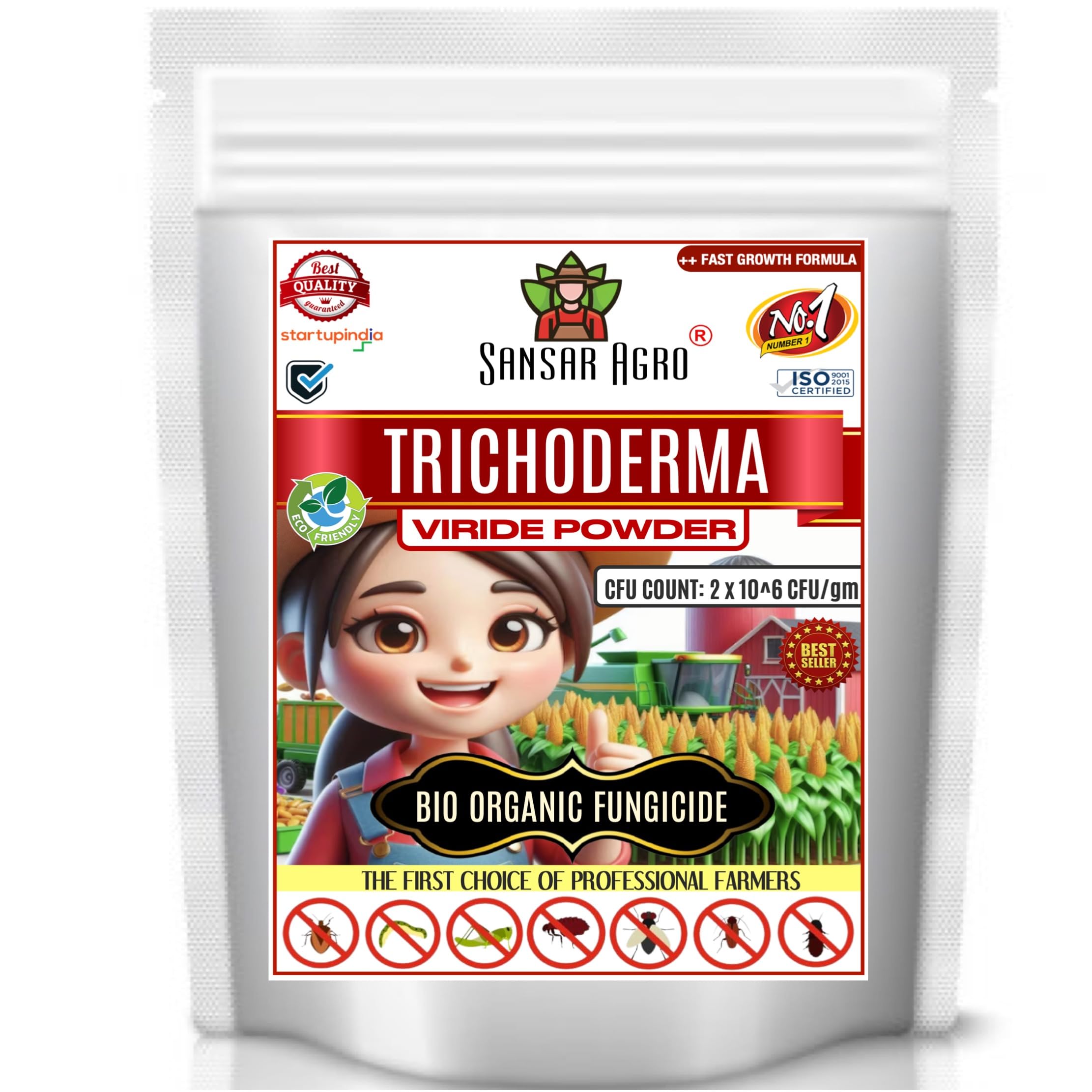 Sansar Agro® Trichoderma Fungicide - Viride Powder for Plants (2 x 10^8 ...