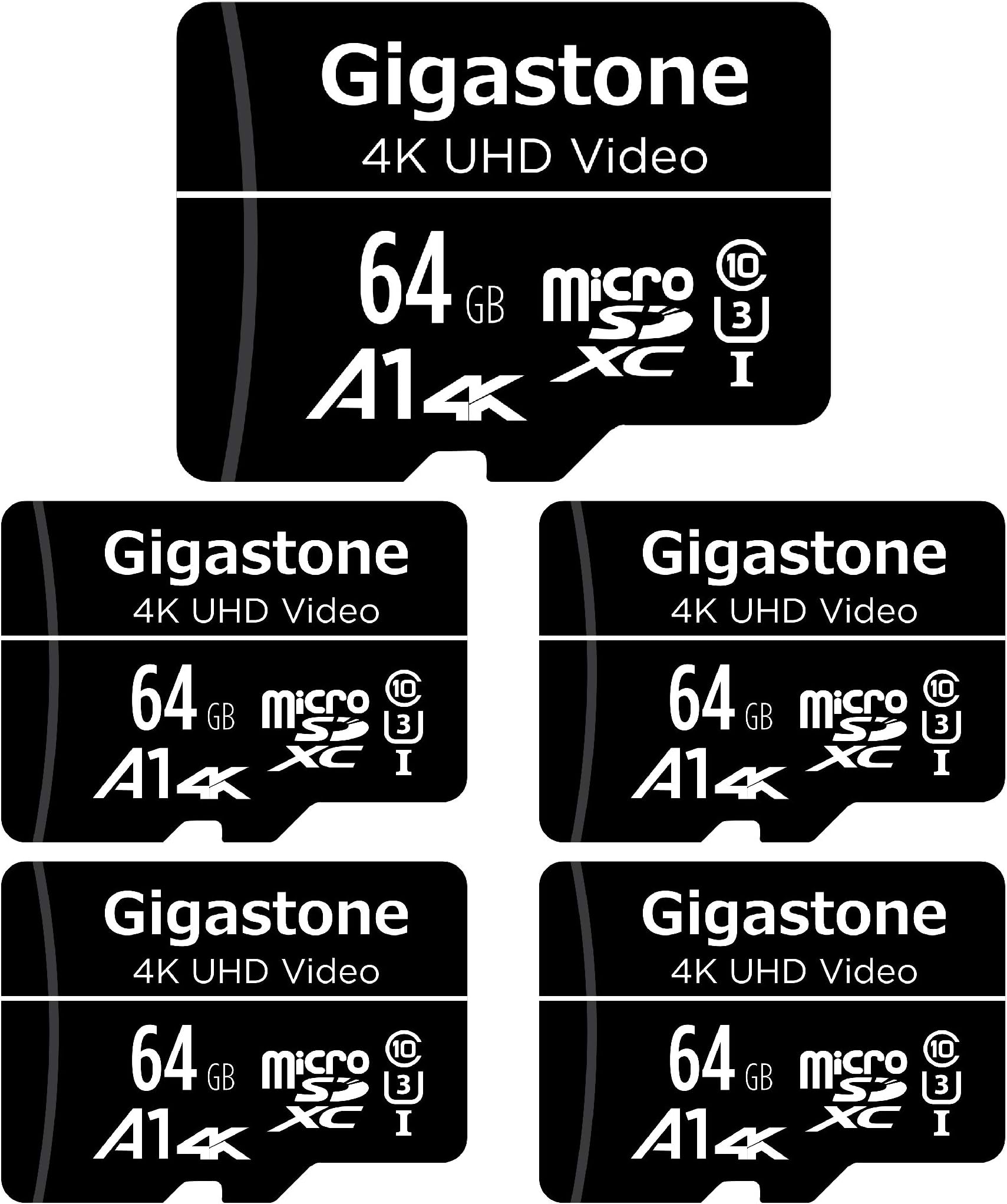 Gigastone 64Gb Micro Sd Card 5 Pack, 4K Uhd Video, Surveillance ...