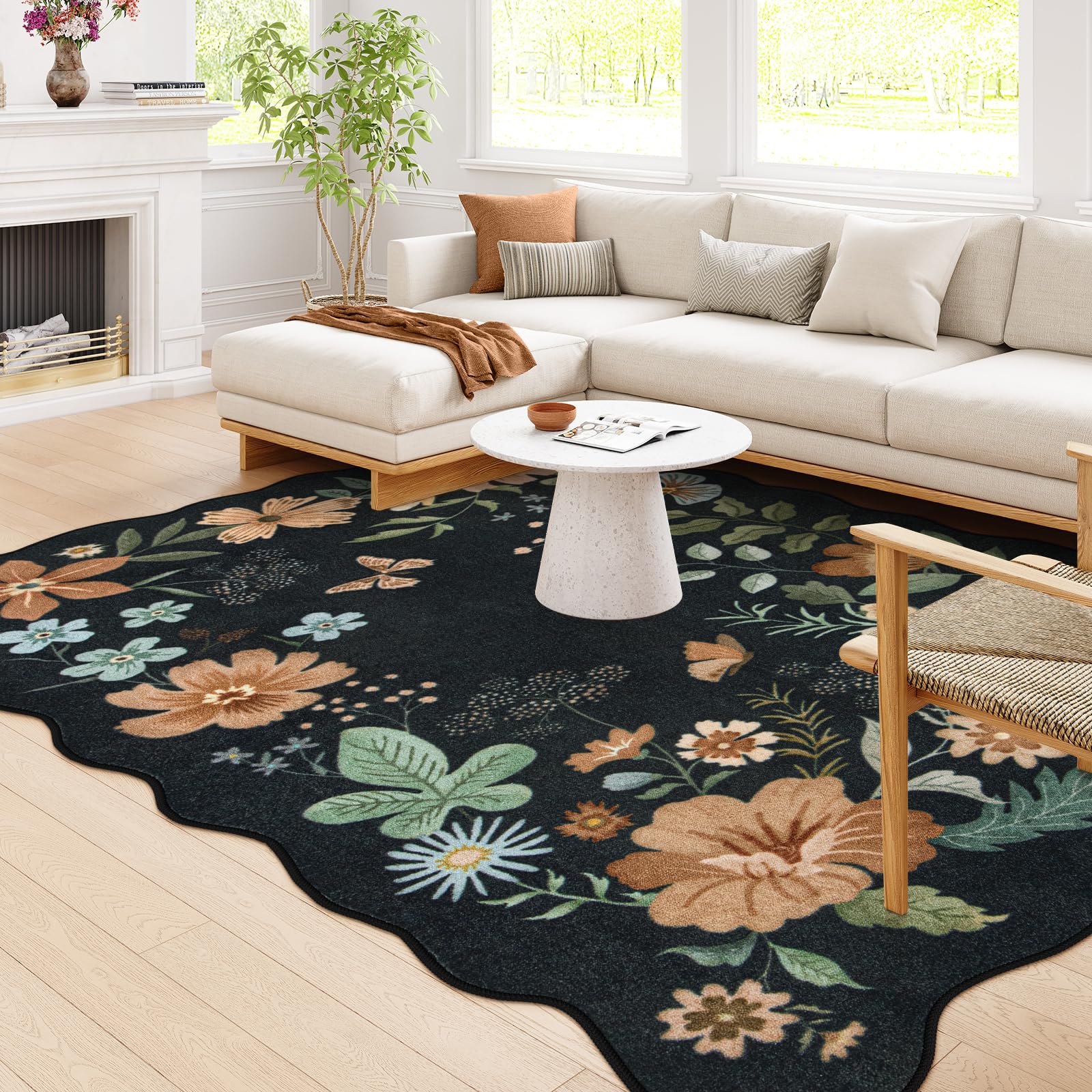 Amazon.com: Lahome Floral Washable Rugs 8x10, Non-Slip Soft Bedroom ...
