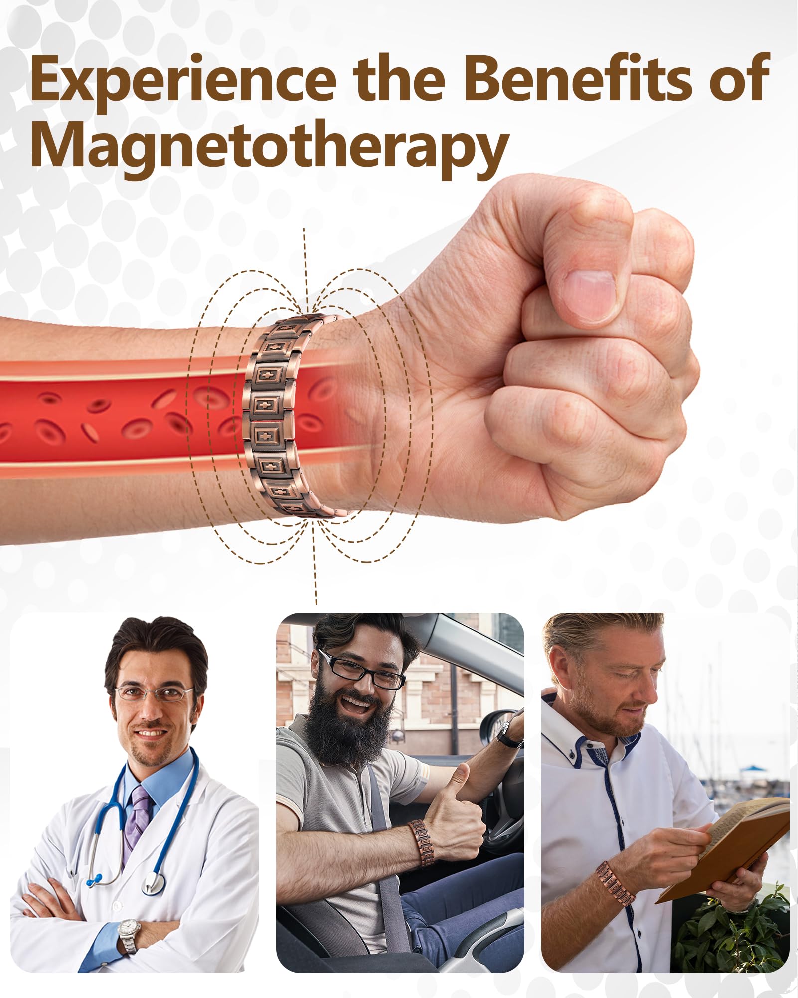 Snapklik.com : Feraco 3X Strength Copper Magnetic Cross Bracelet For ...