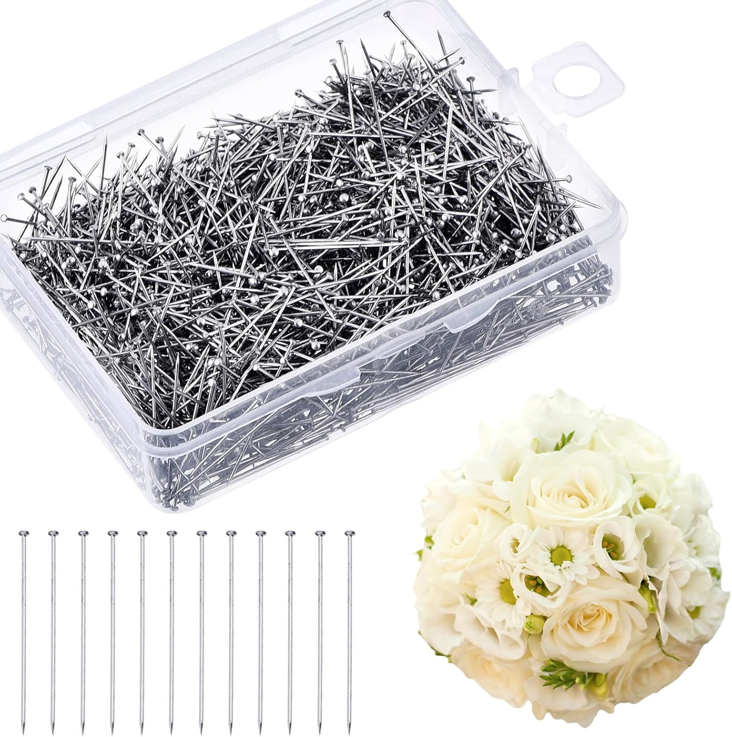 Amazon.com: Shappy 4000 Pieces 1 1/16 Inch Head Pins Bouquet Pins ...