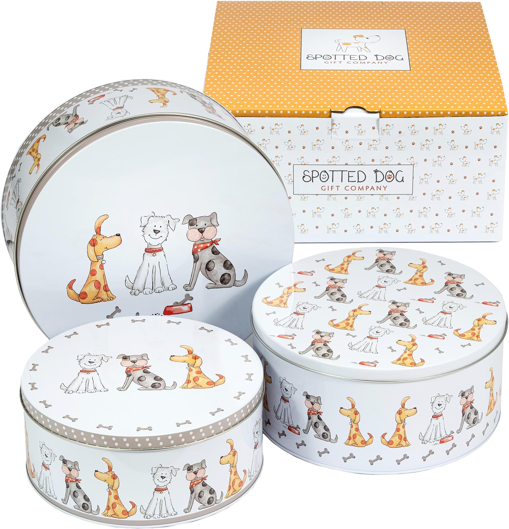 SPOTTED DOG GIFT COMPANY Cake Tin Storage Set of 3, Round Nesting Cake ...
