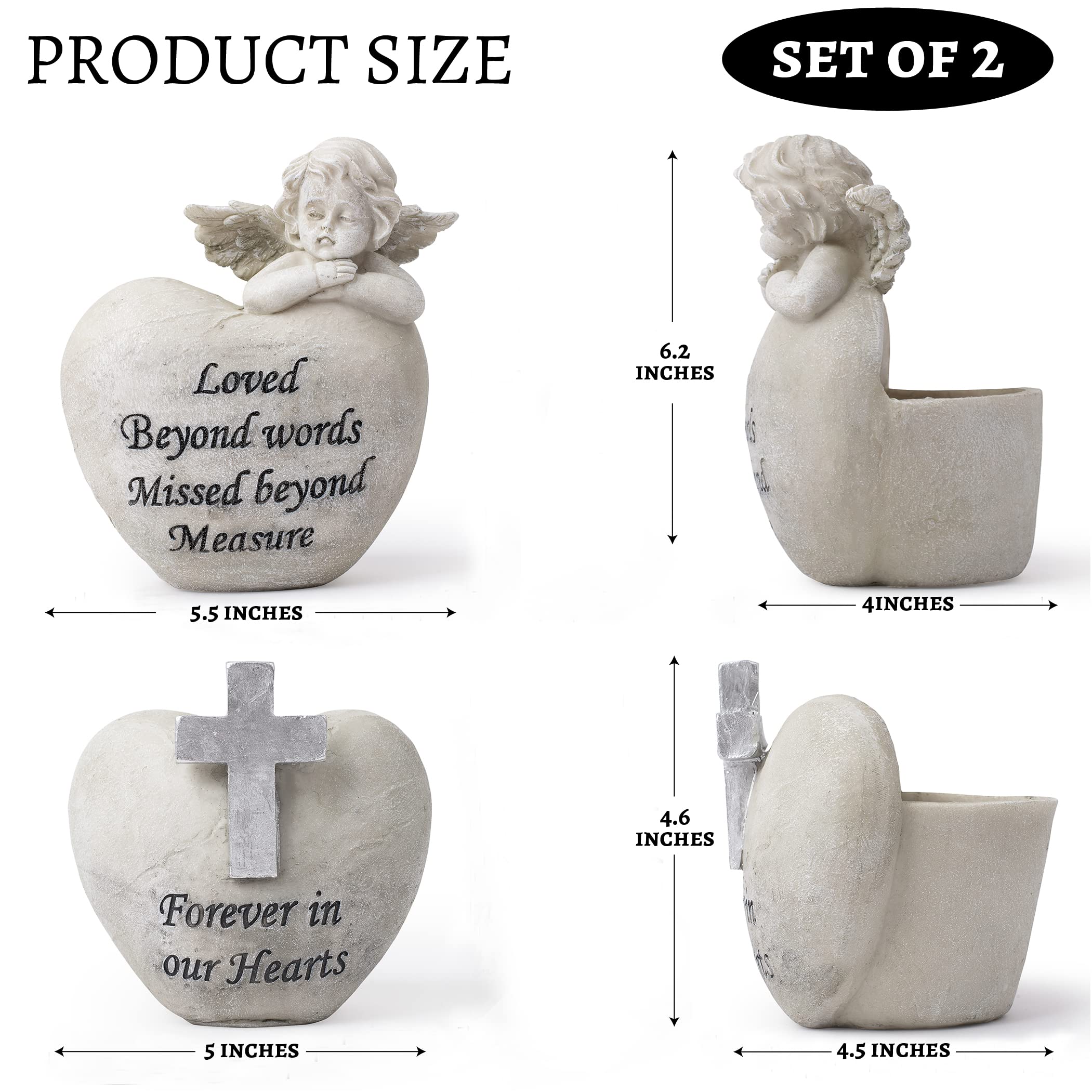 Angel and Cross Vases | Cemetery Decorations for Grave | Set of 2 ...