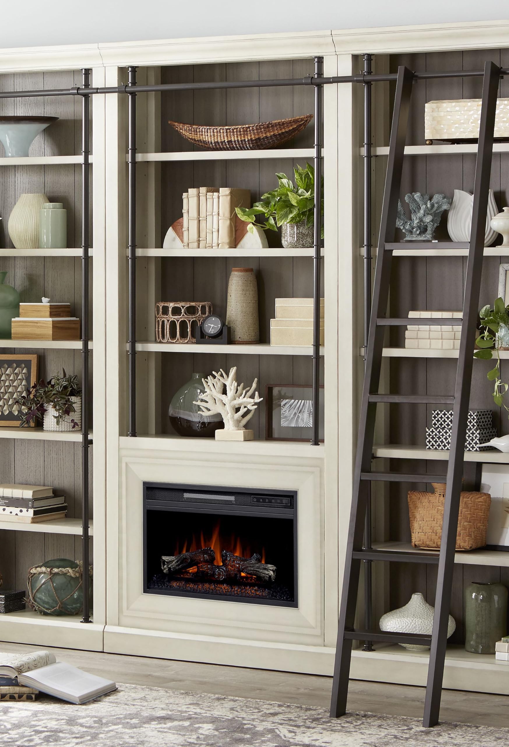 Amazon.com: Martin Furniture 8' Tall Wood Bookcase with Fireplace ...