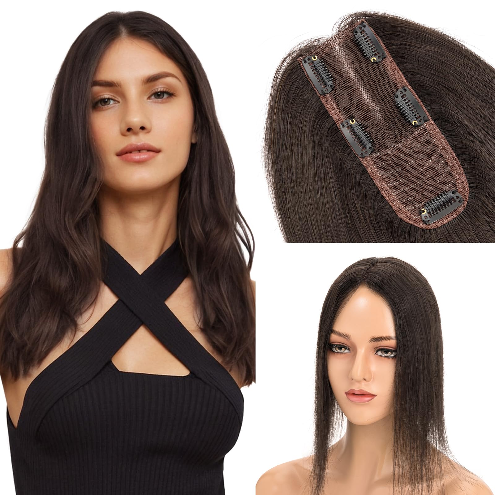 Amazon.com : Hairro Hair Toppers For Women Real Human Hair Top Hair ...