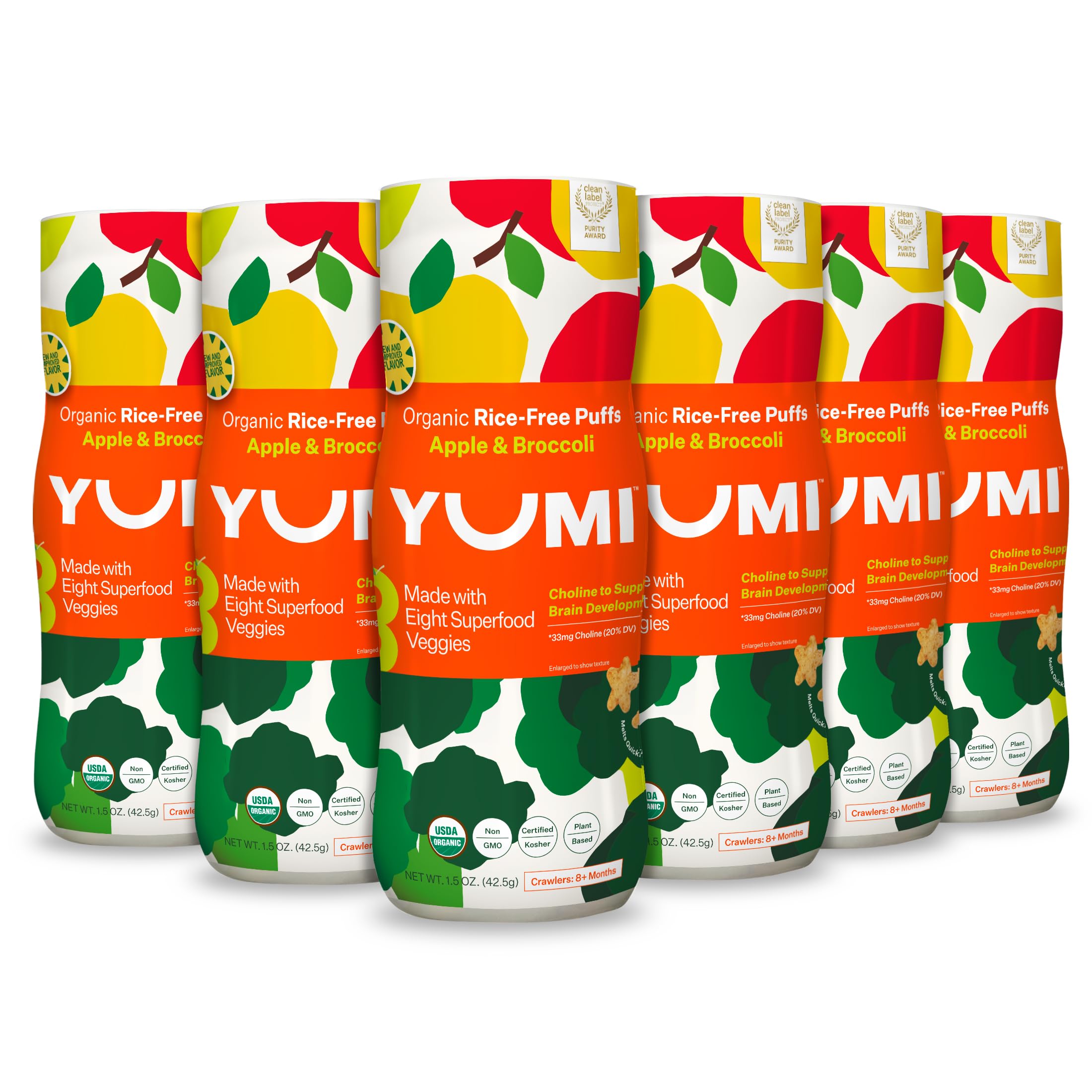 Amazon.com: YUMI Organic Rice-Free Baby Puffs - No Sugar Added, Gluten ...