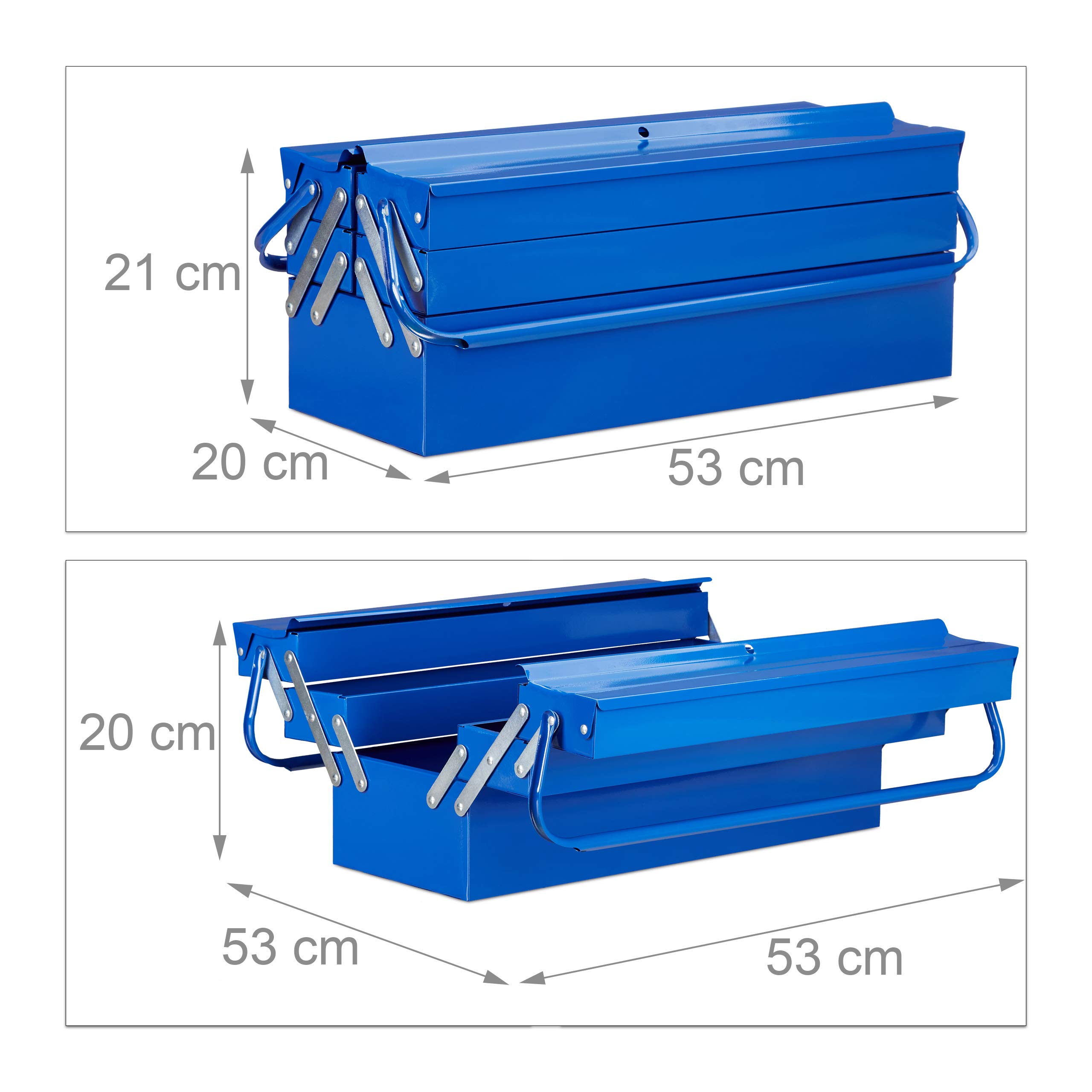 Buy Relaxdays Empty Tool Box 5 Compartments with Carry Handle Metal ...