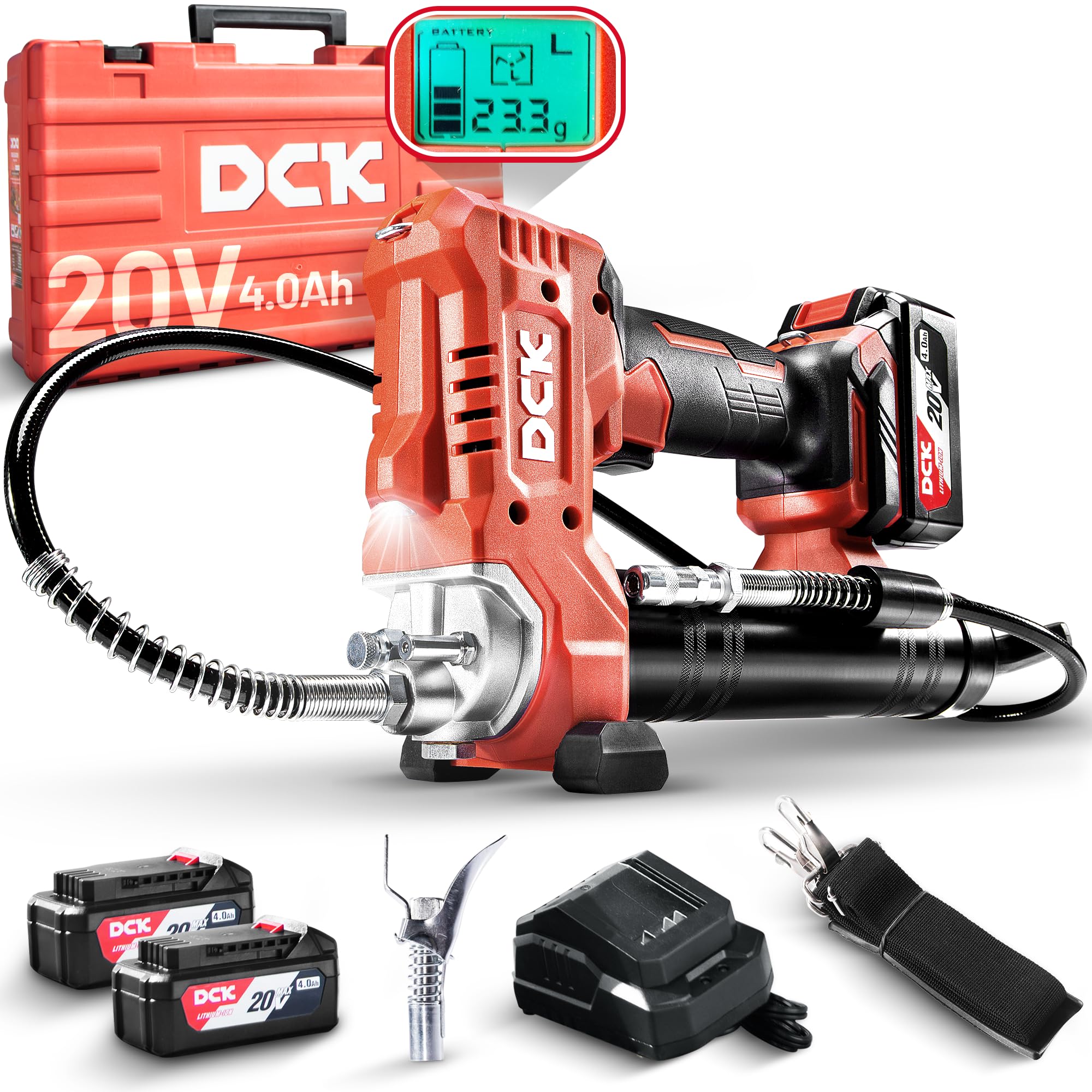 Amazon.com: DCK 20V Electric Grease Gun Kit, 1000PSI Cordless Grease ...