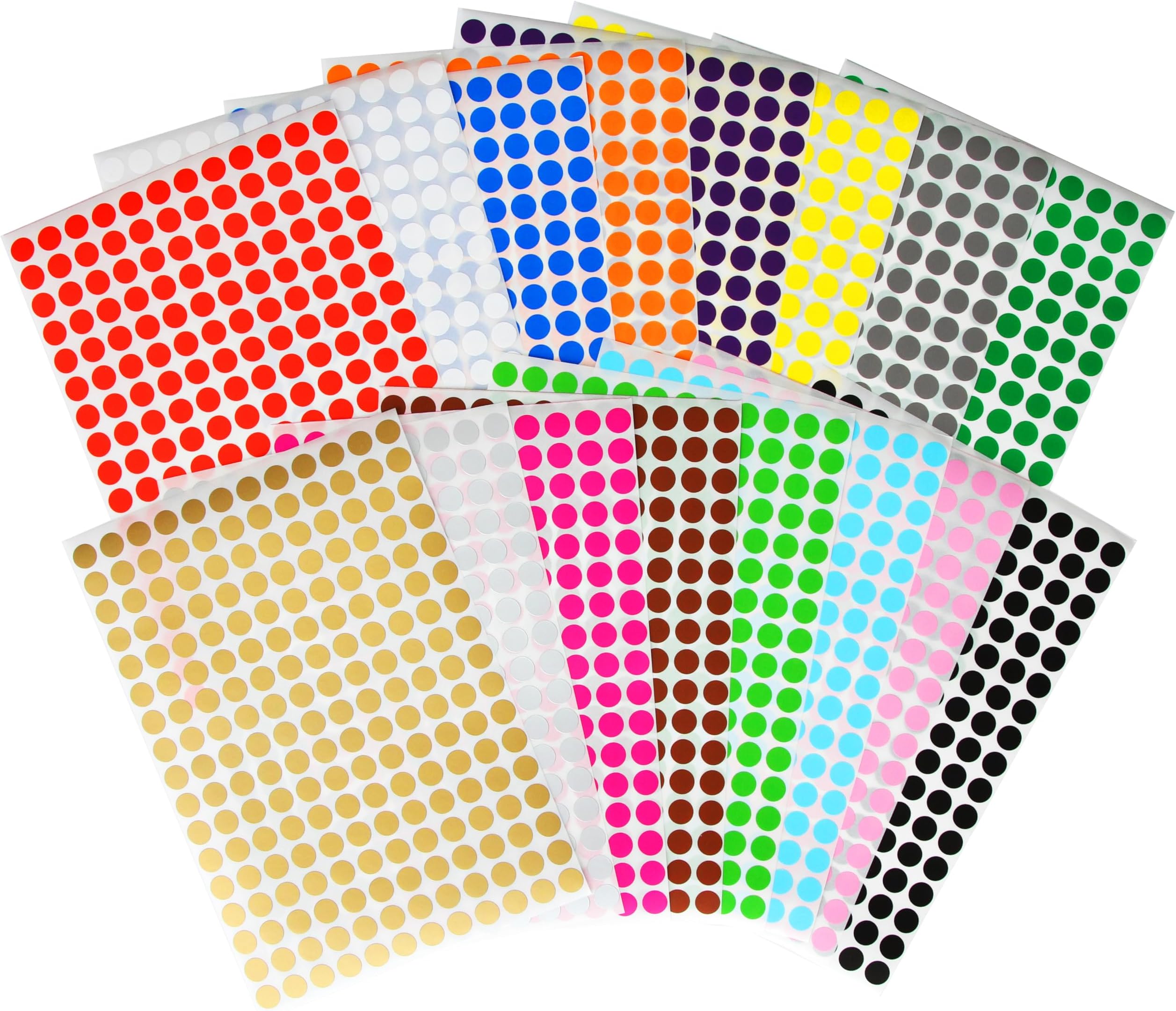 Papershop 10mm Coloured Dot Stickers - 16 Colours Including Metallic ...
