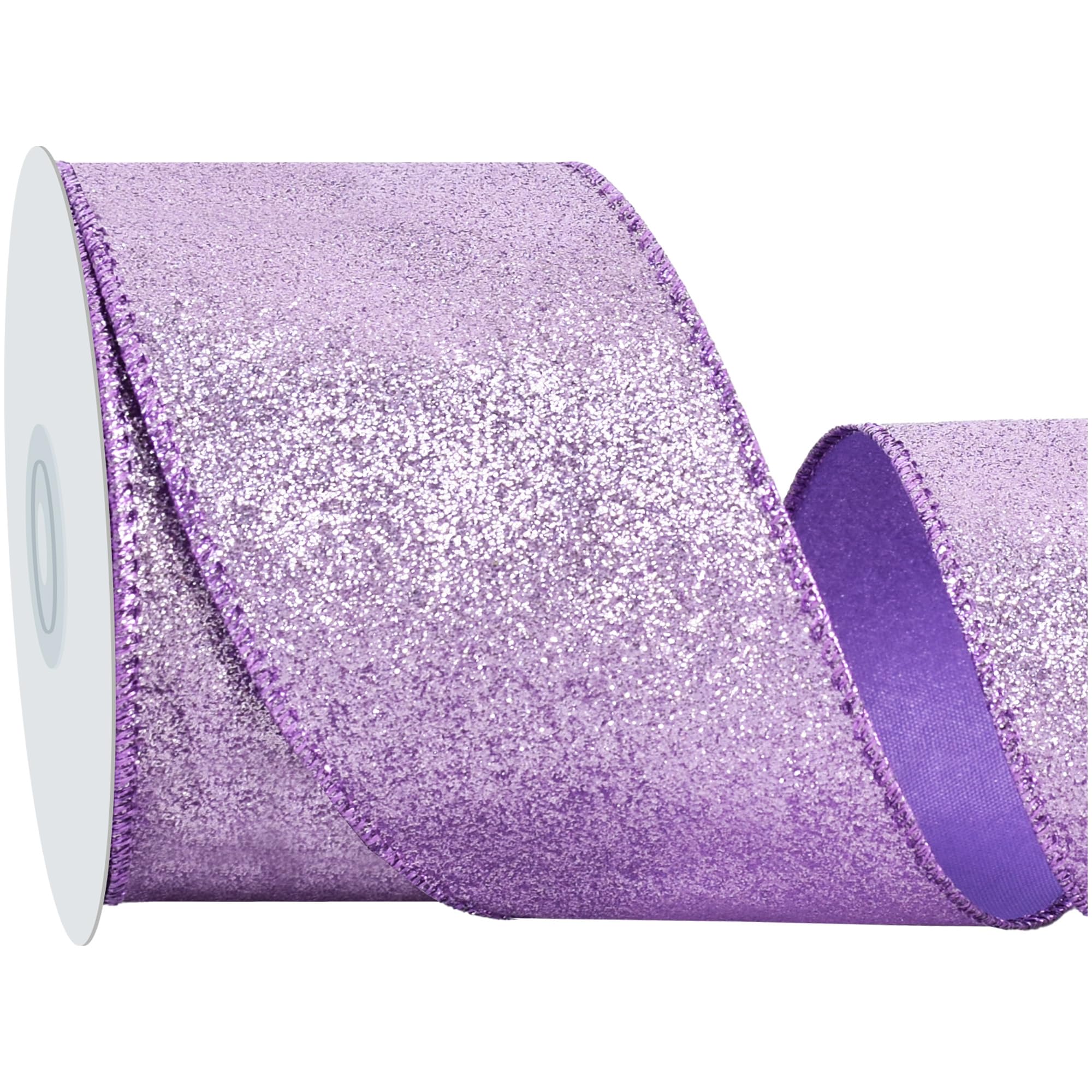 Amazon.com: RIBBOOO Light Purple Glitter Ribbon, 2.5 Inch 10 Yards ...