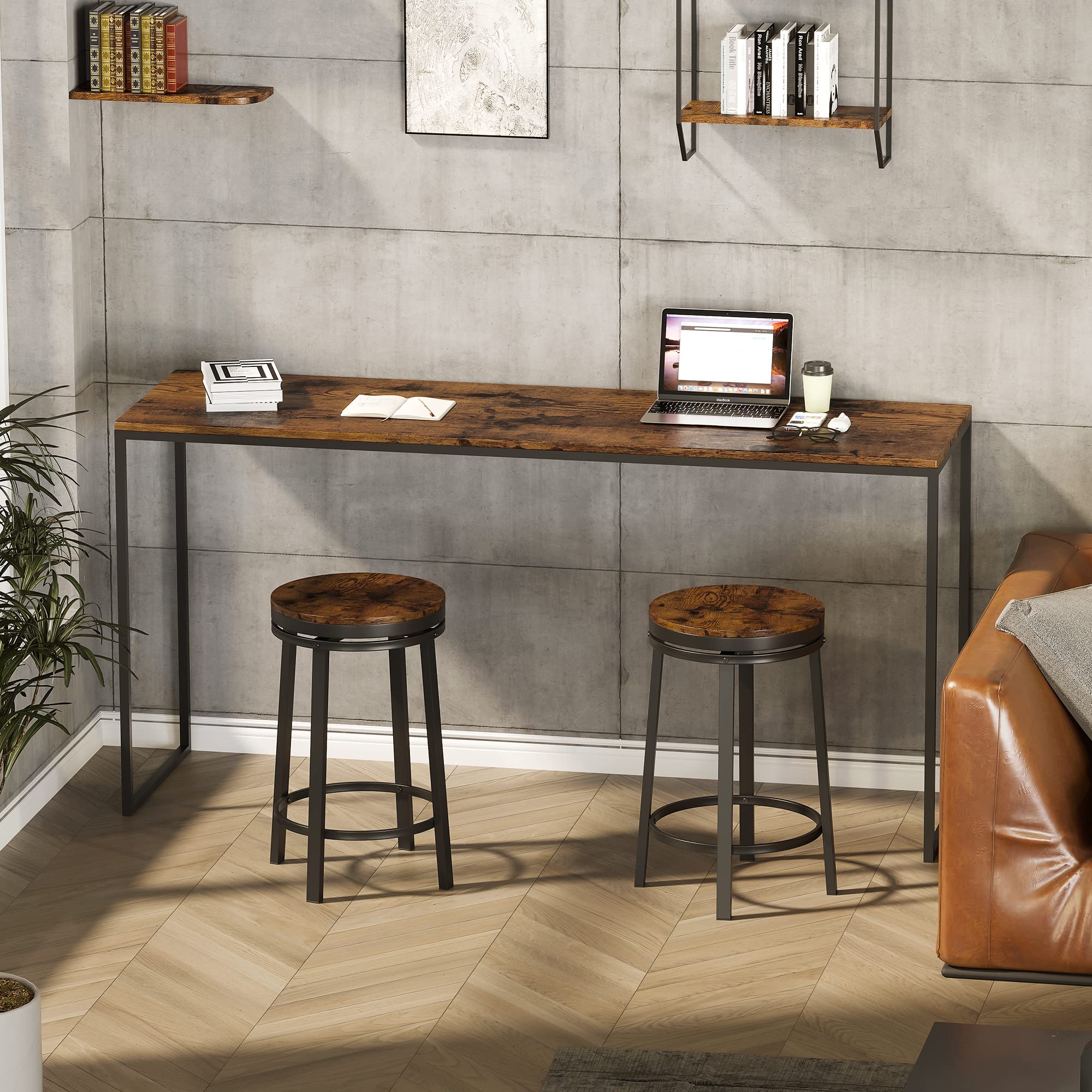 IDEALHOUSE Swivel Bar Stools, Bar Stools Set of 2, Round Counter Height ...