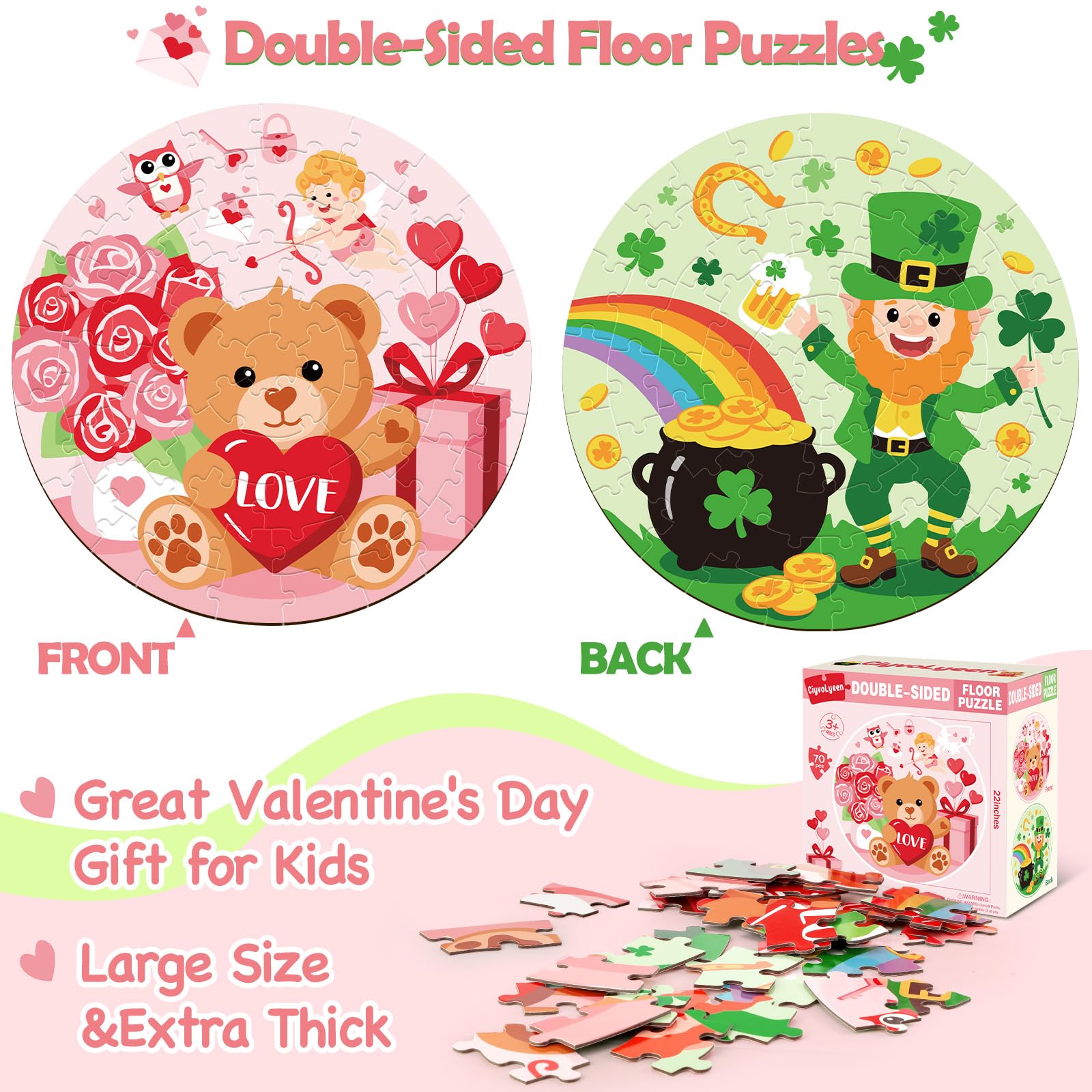 Snapklik.com : Valentines Day Floor Puzzle Gifts For Kids Double Sided ...