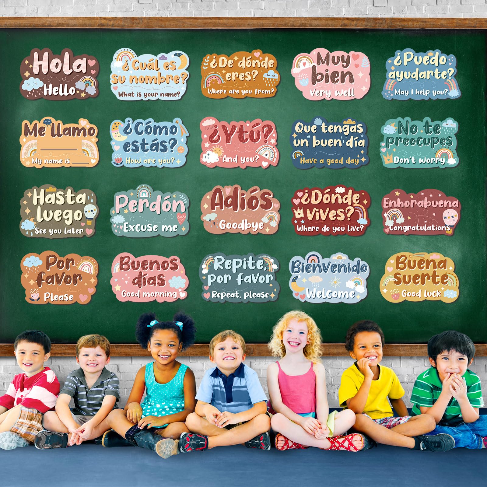 Classroom Decor 200 Spanish Phrases Stickers - Classroom Bulletin Board ...
