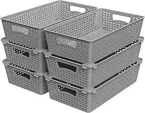 SimpleHouseware Stackable Plastic Storage Baskets Kitchen Drawer ...