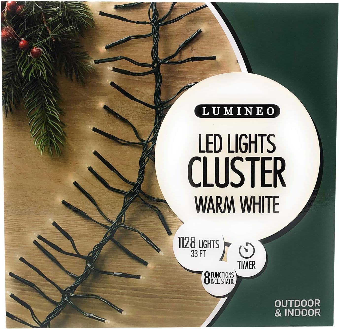 Amazon.com: Lumineo 1128 LED Warm White Christmas Cluster Lights Set ...